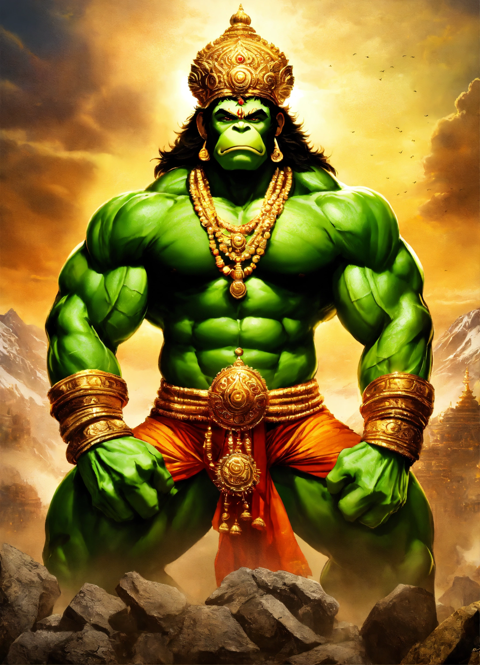 Lexica - Show Lord Hanuman stronger than Hulk