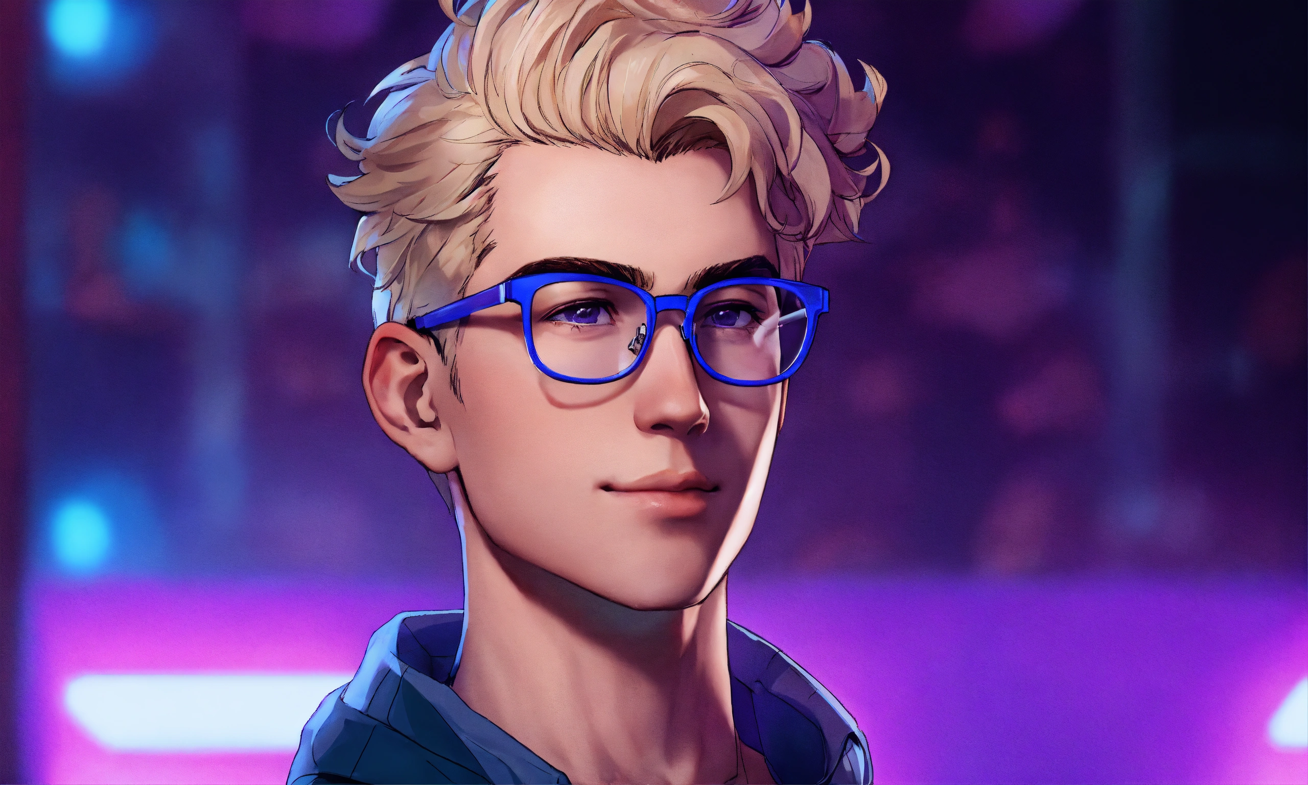 Lexica - A male gaming streamer, blonde hair, clean shaved, short wavy ...