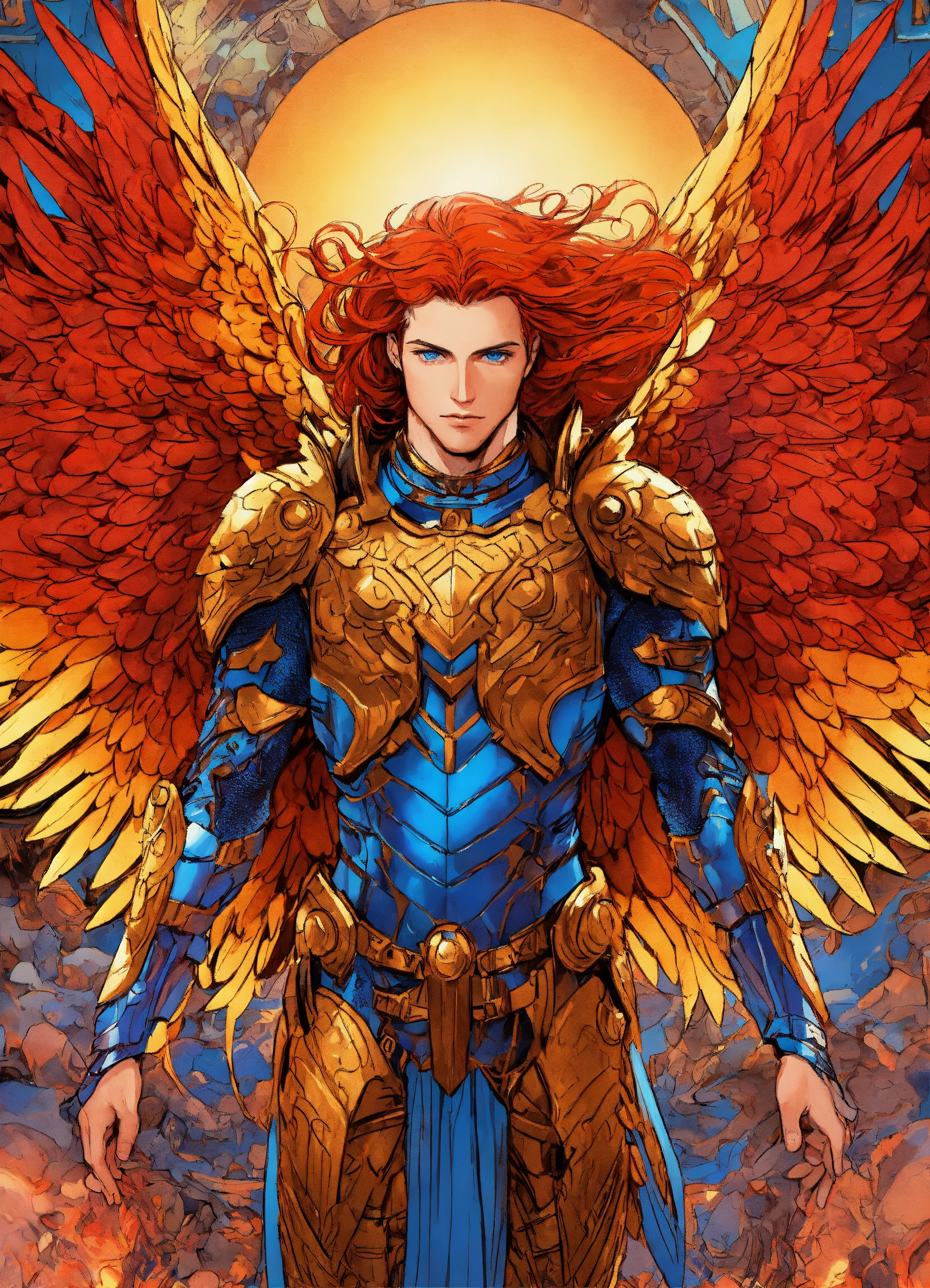 Lexica - Pop Art, mysterious beautiful Red-haired male angel, large ...