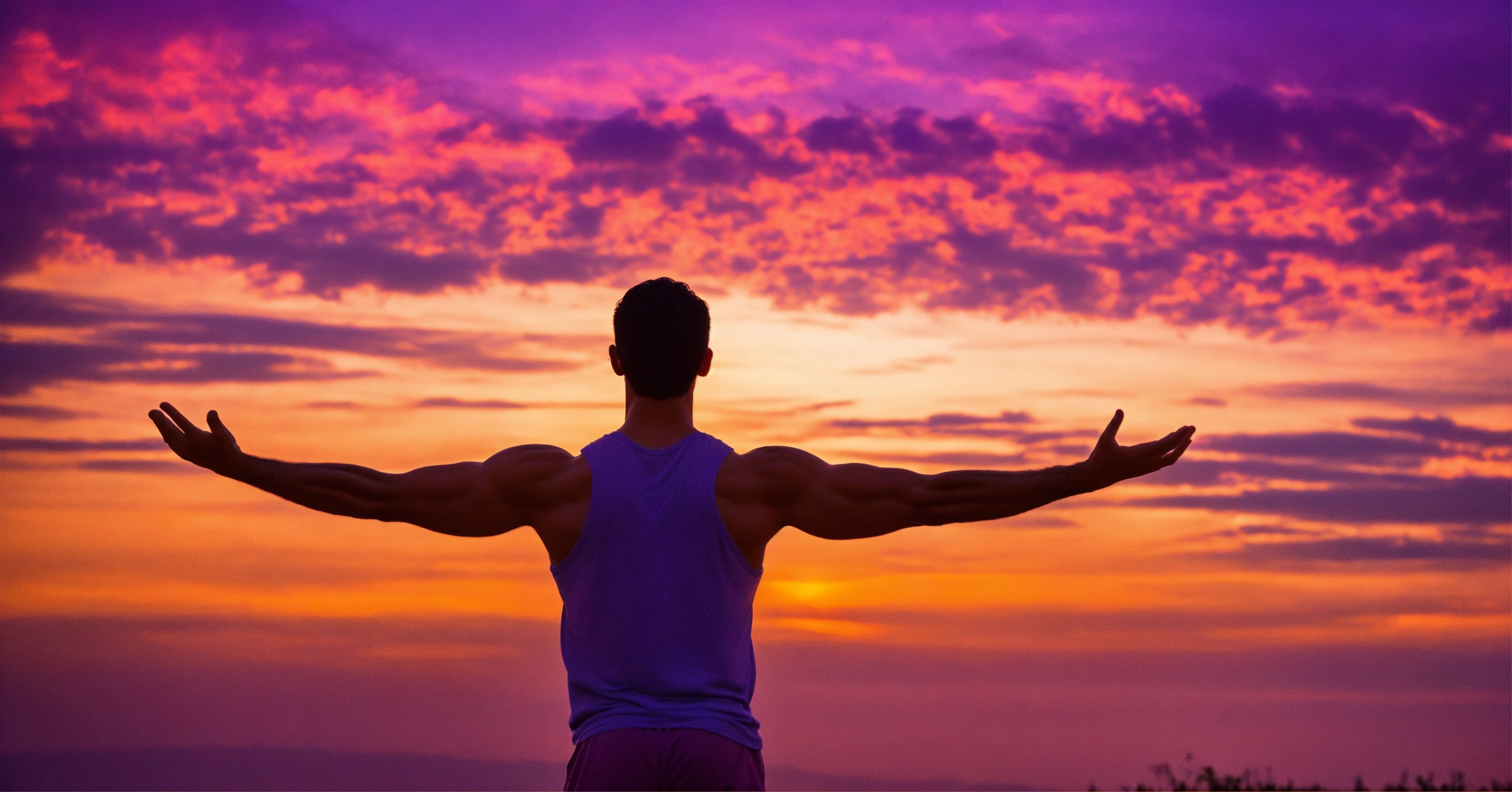 Lexica - Handsome musculkar man, standing, arms raised in gratitude to ...