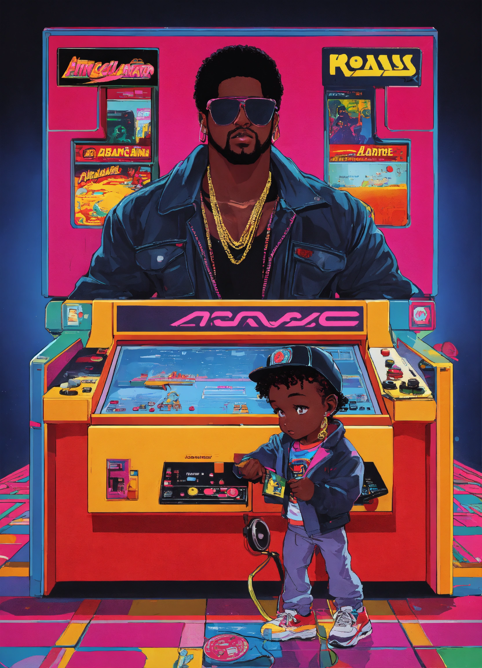 Lexica - 80s arcade black characters using mpc to make music vinyl ...
