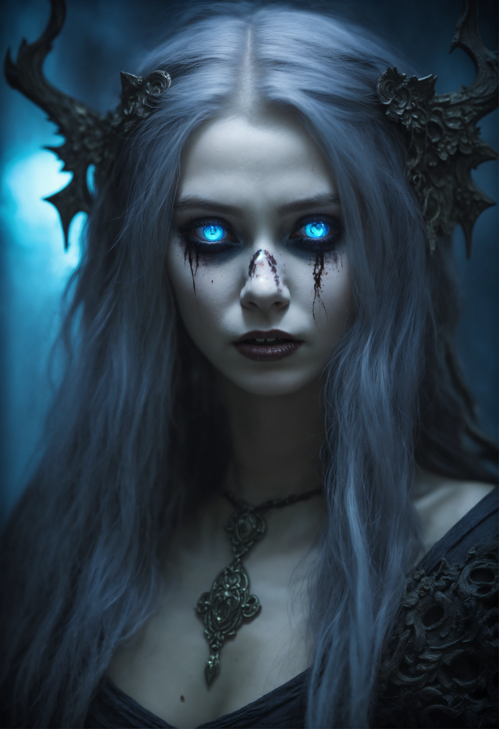 Lexica - Body portrait, 12 year old childlike female goth necromancer ...