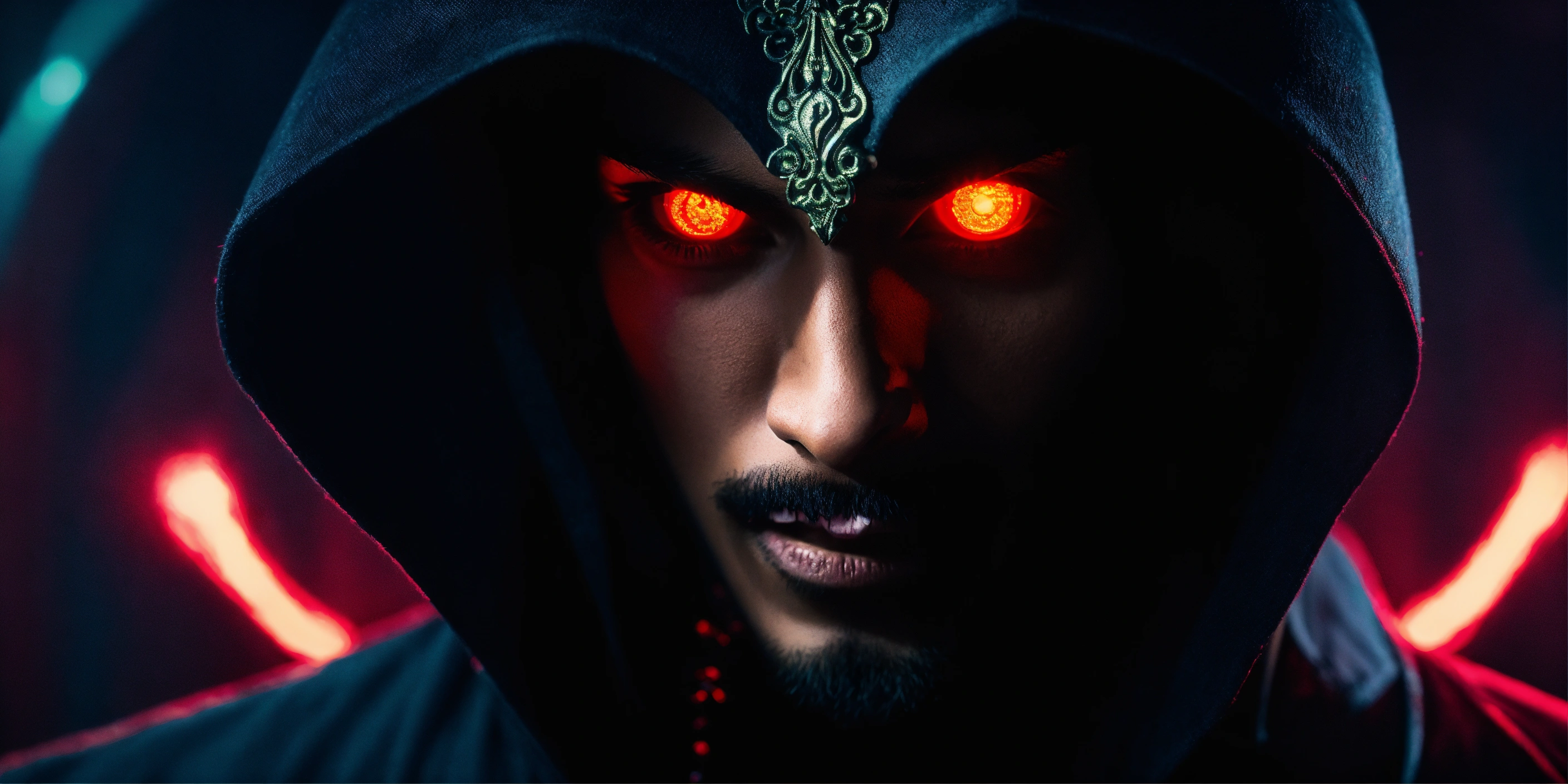 Lexica - Sinister and dramatic headshot of a young handsome South Asian ...