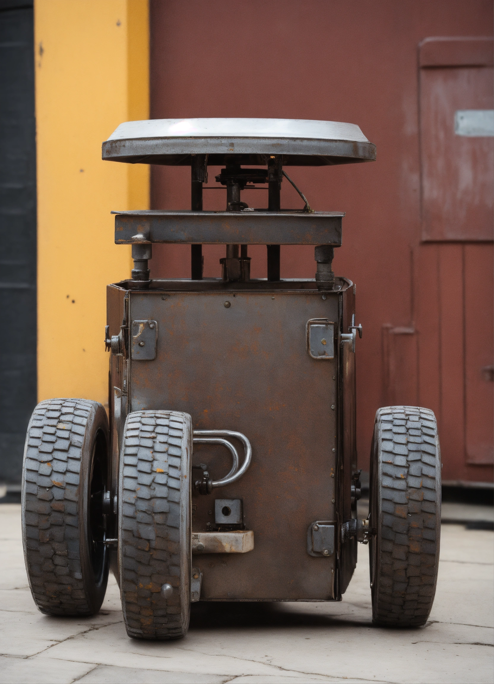 Lexica - Metal steel rectangle sat on top of tiny wheels.