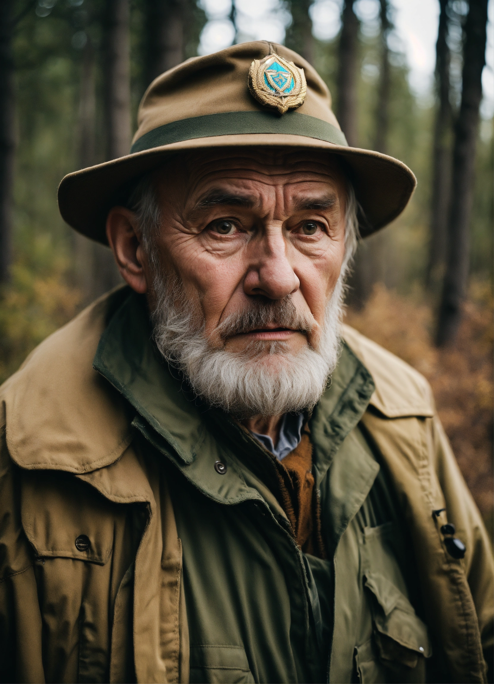 Lexica - Scared unique expressive old FOREST ranger in Siberia agent ...