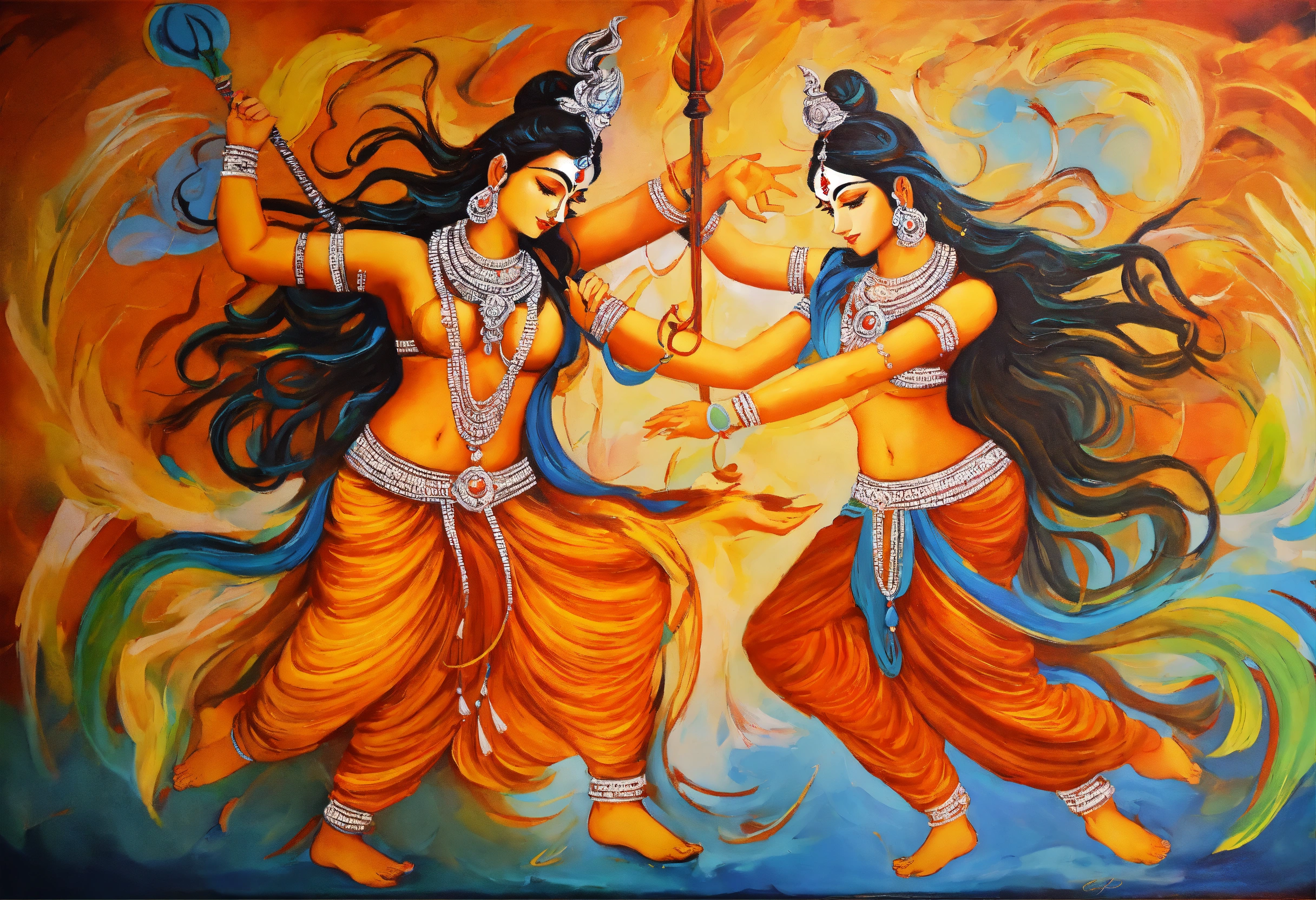 Lexica - A dynamic abstract painting depicting the dancing Hindu ...