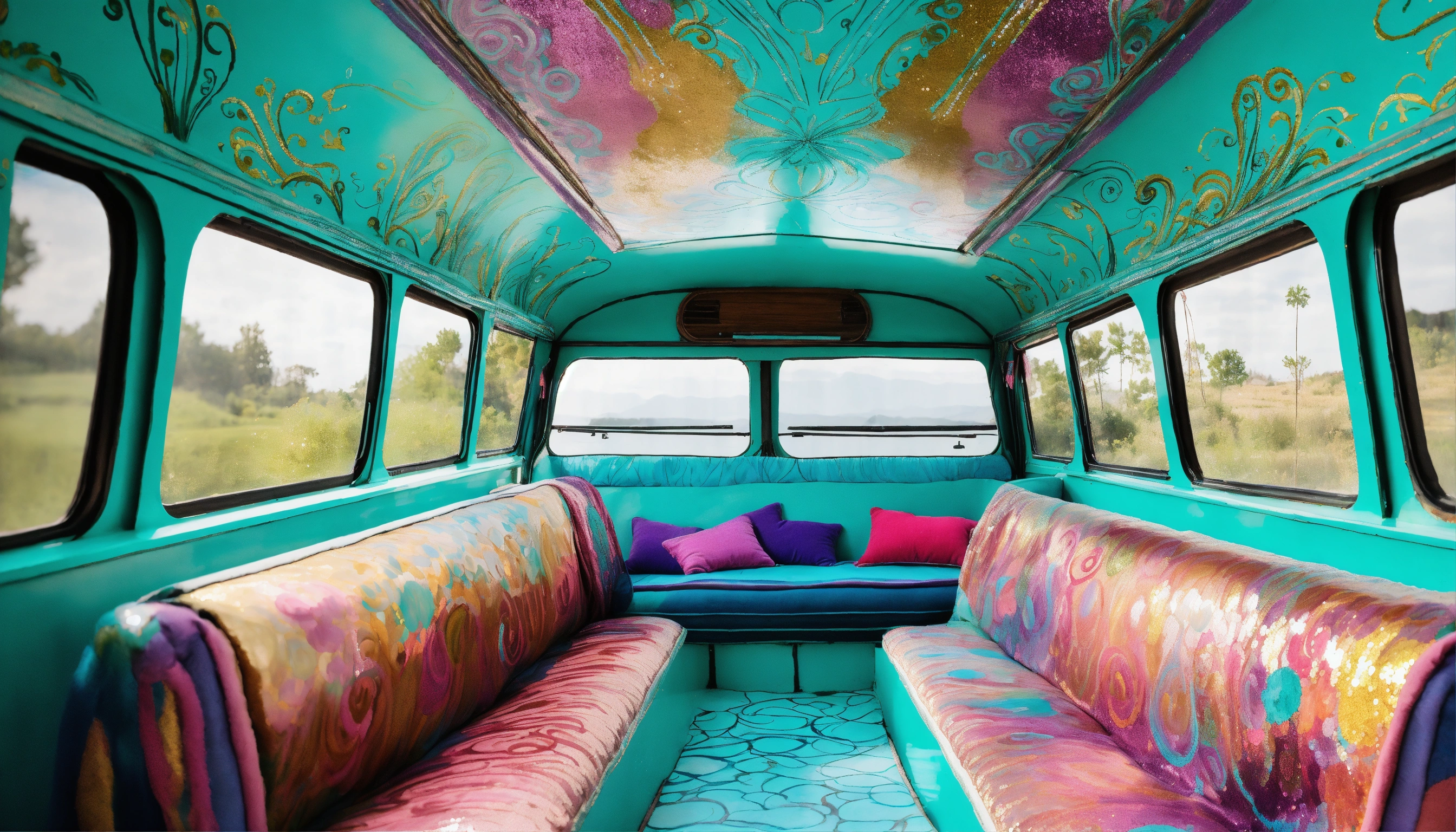 Lexica - Concept art of hyper realistic turquoise Volkswagen bus ...