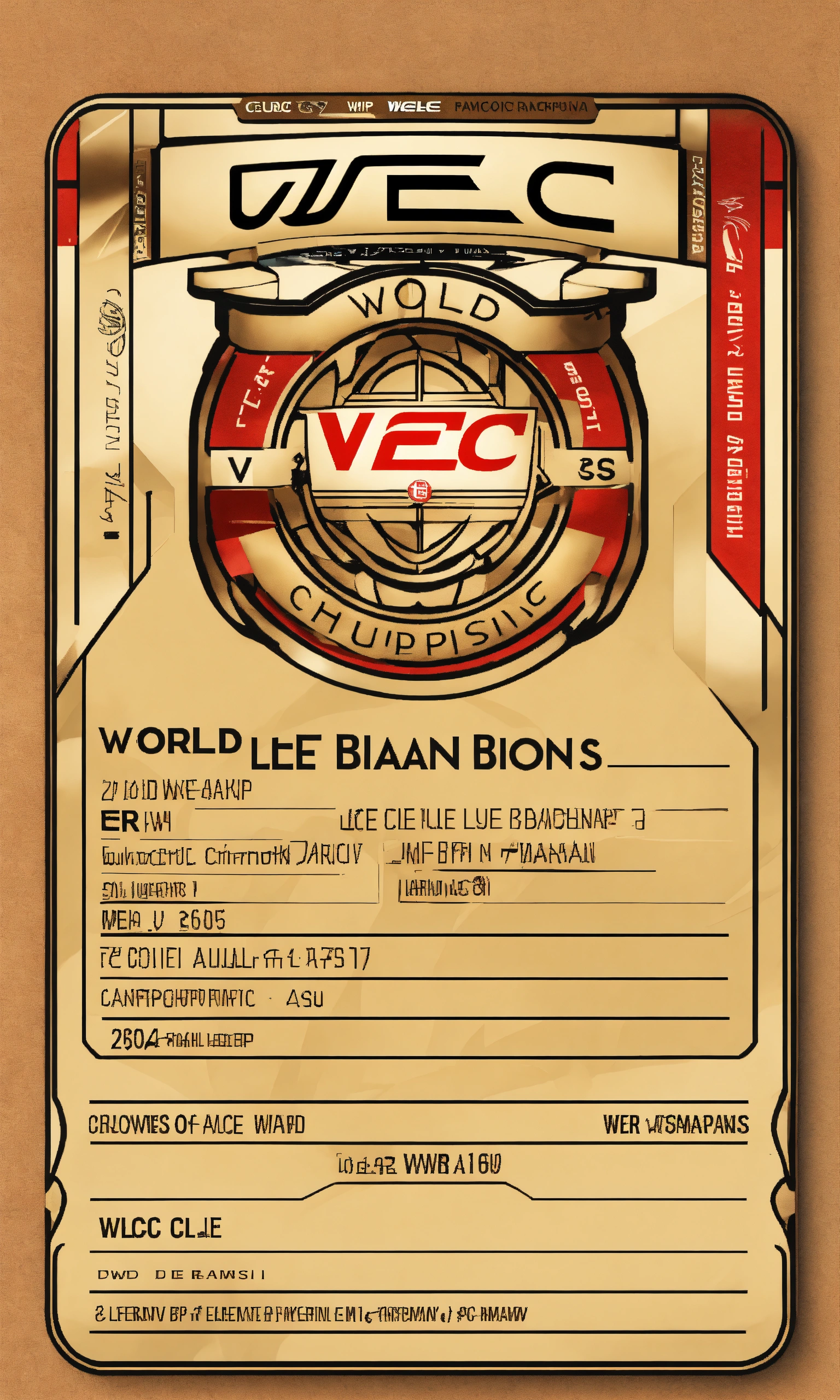 Lexica - WEC World endurance championship card VIP ID pass, beige white ...
