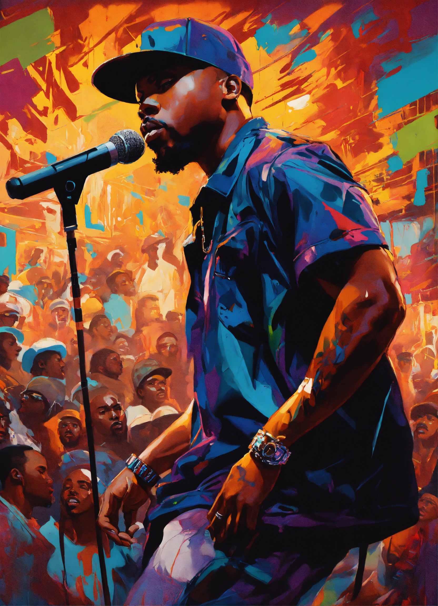 Lexica - "African American rapper surrounded by a dynamic graffiti ...