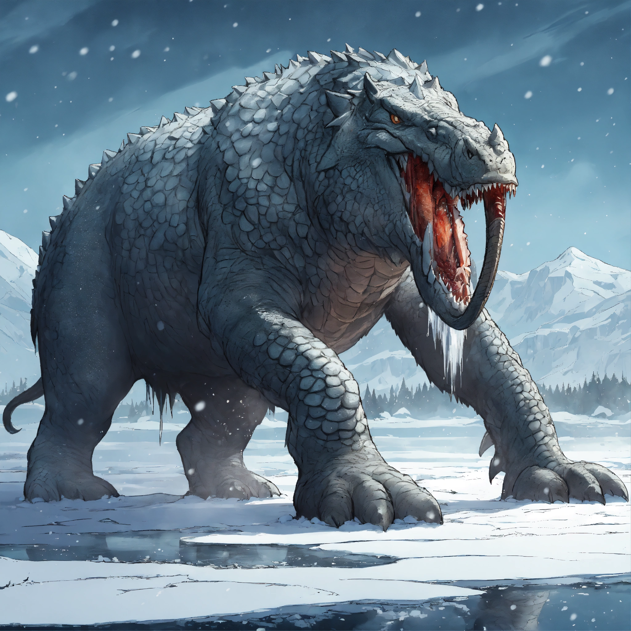 Lexica - A fantasy monster that lives in the snow, crocodile frost ...
