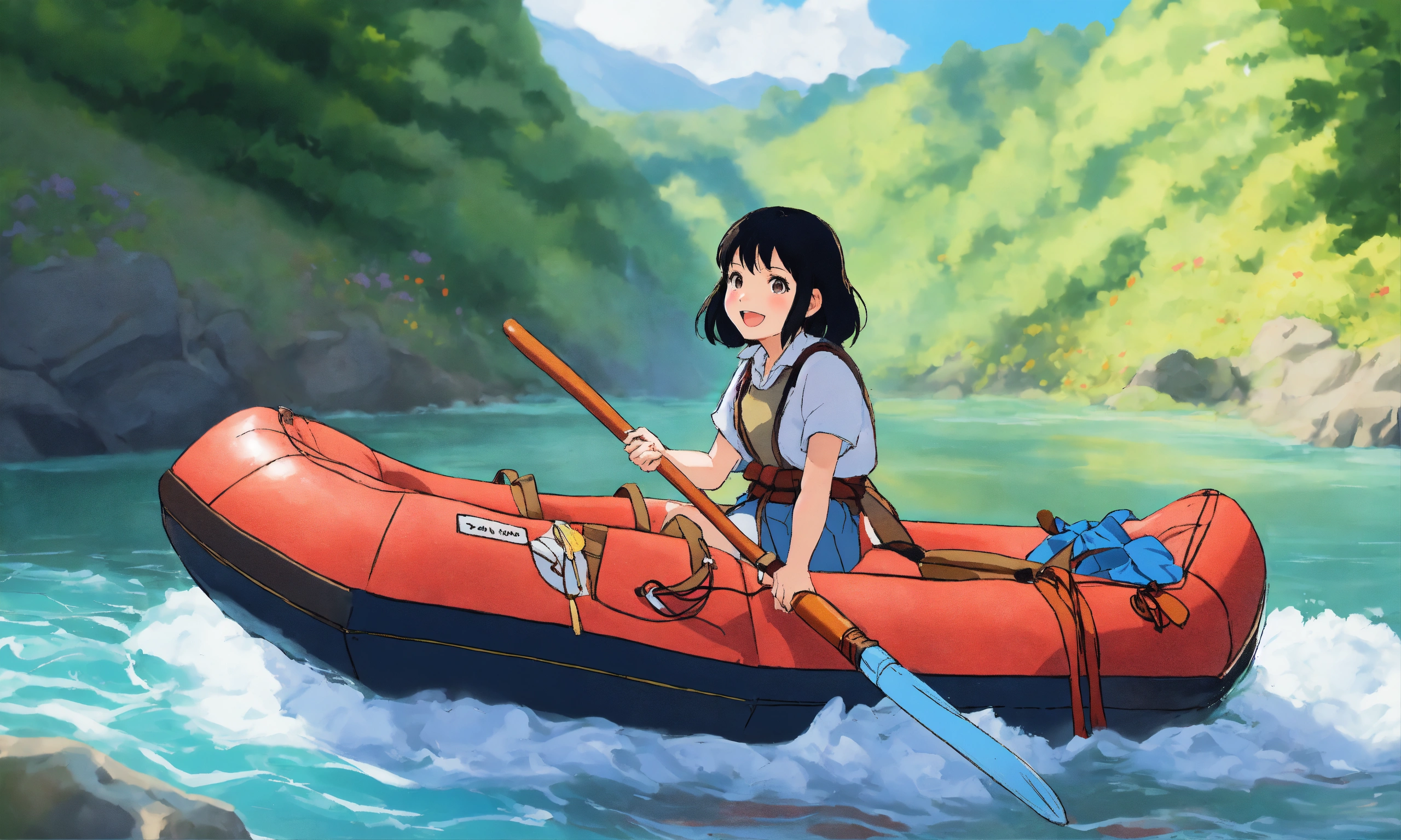 Lexica - In a Hayao Miyazaki-inspired style, depict a girl with short ...