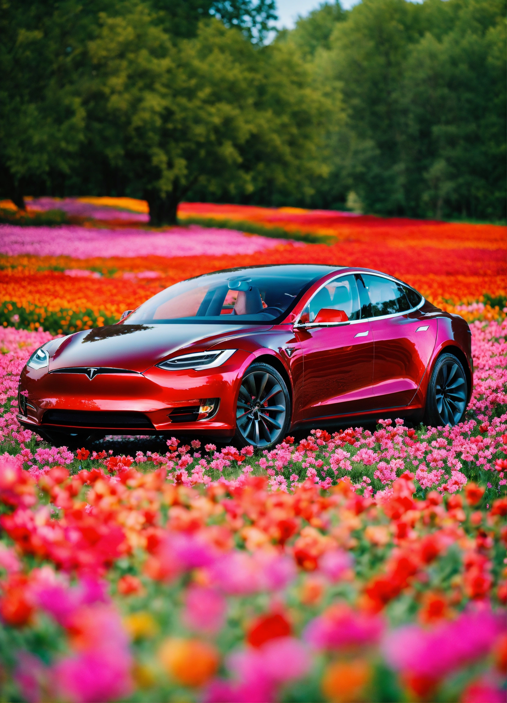 Lexica - A colourful Tesla new model, vibrant, metallic texture ...