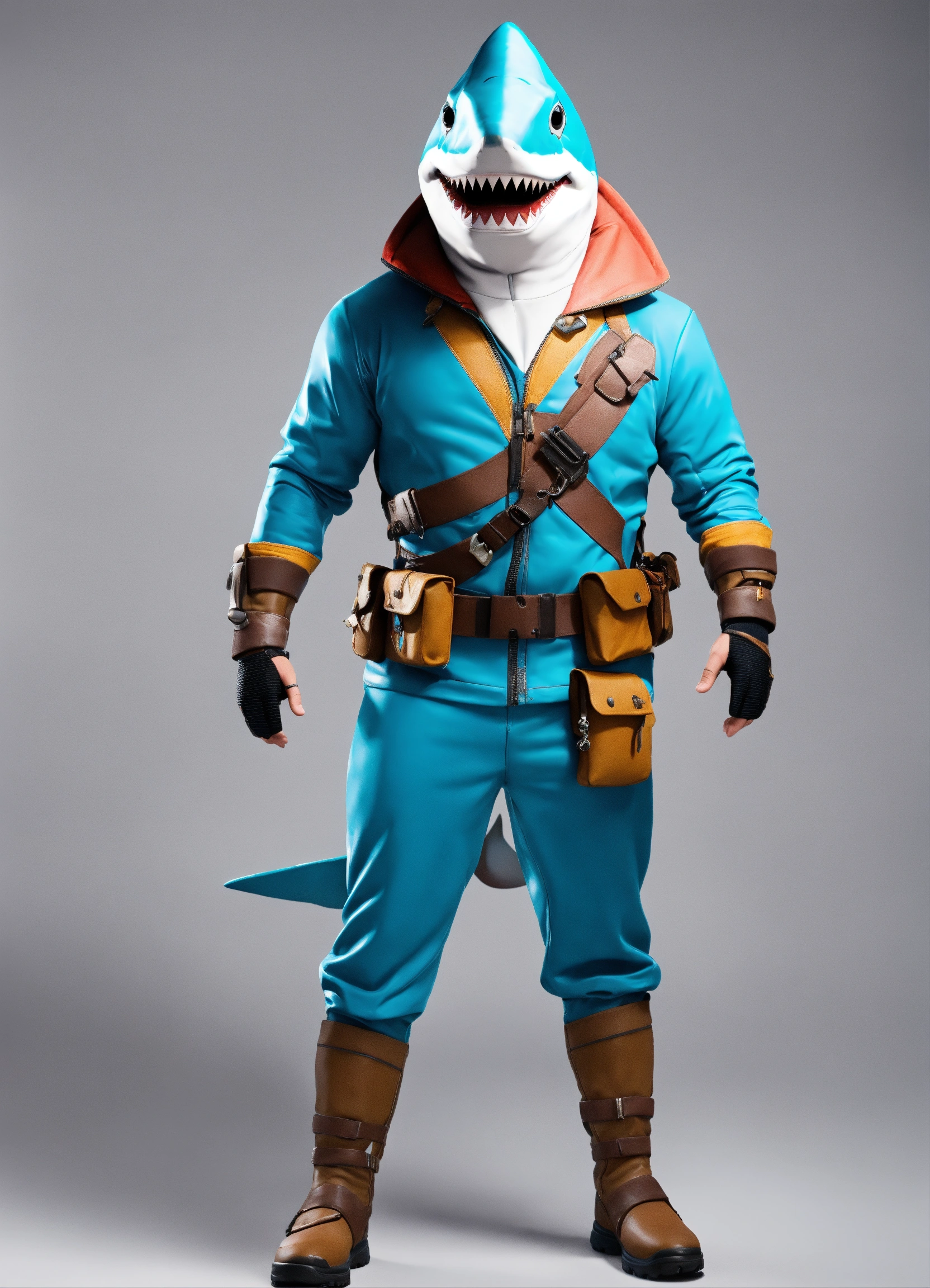 Lexica - A photograph of a costume of a shark for a male character with ...
