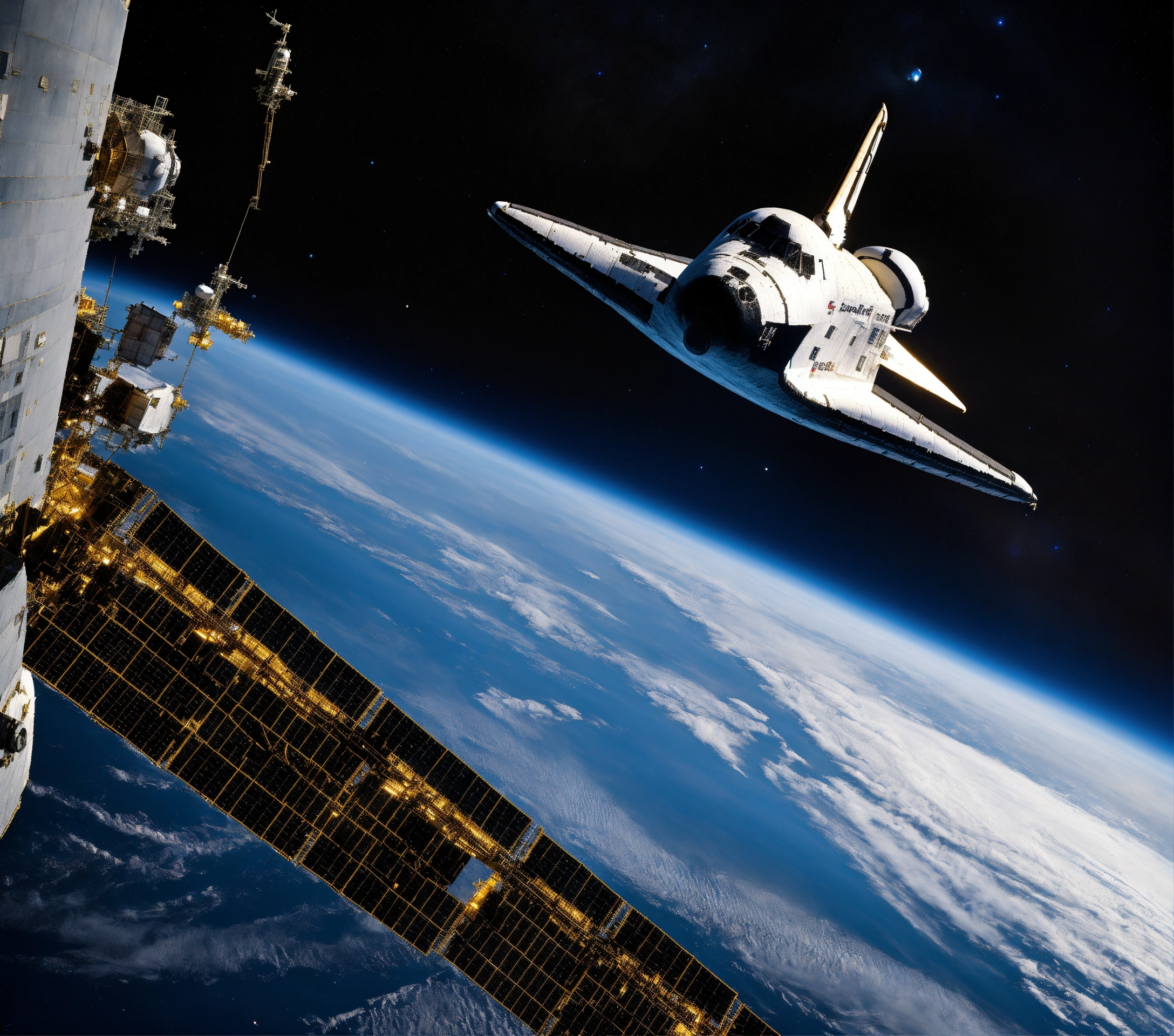 Lexica - A space shuttle orbits around earth