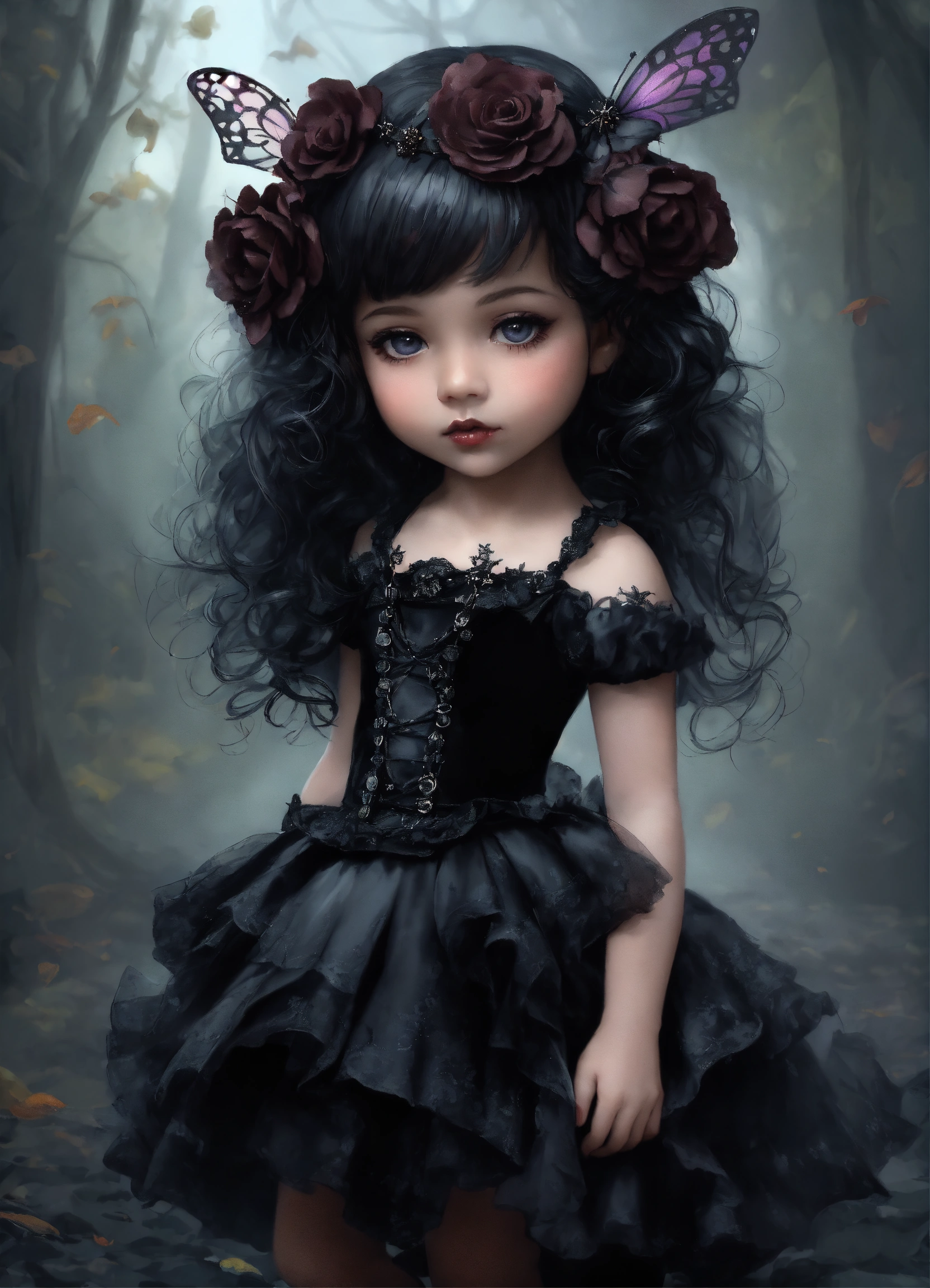 Lexica - Portrait and shot full body of a very cute fairy gothic chibi ...