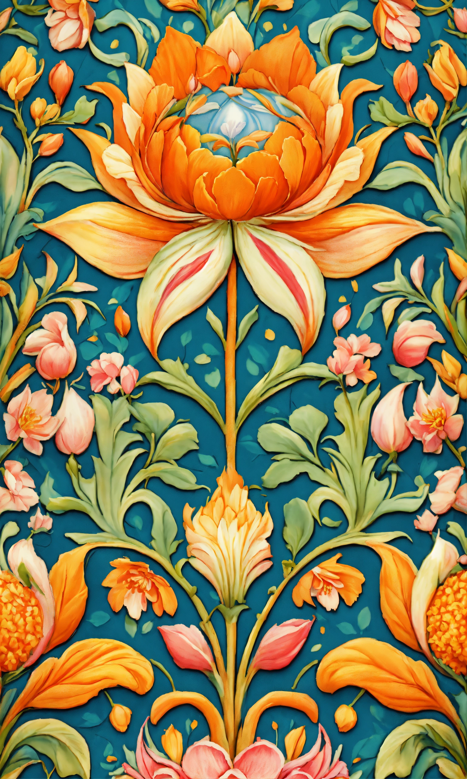 Lexica - Create a medieval Floral pattern, highly detaled, bright ...