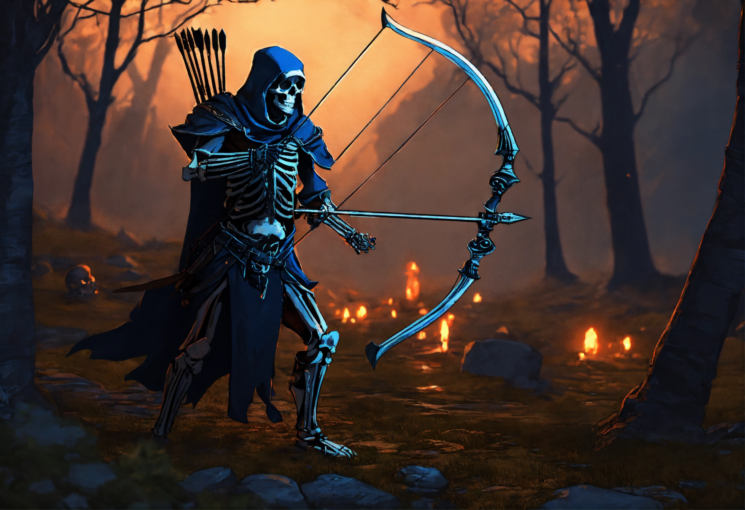 Lexica - A skeleton archer in a dark fantasy world. realistic style
