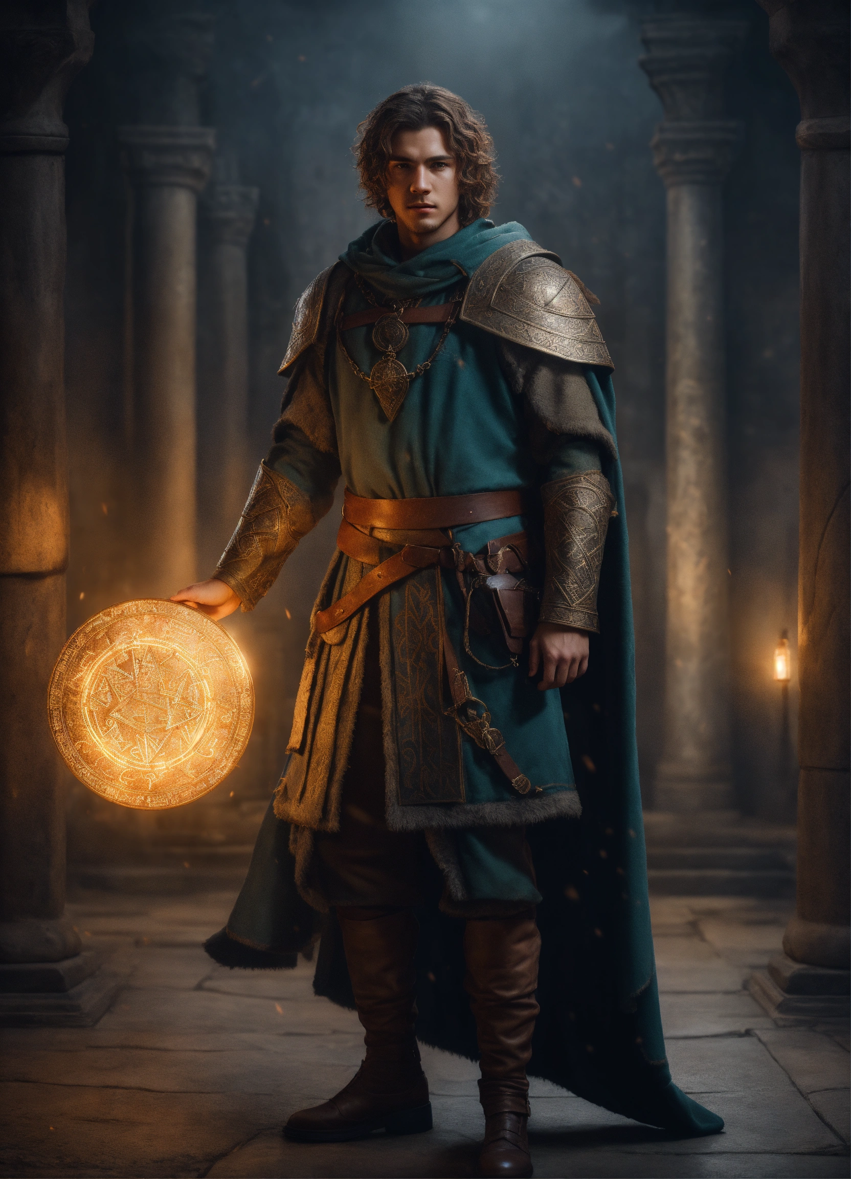 Lexica - A realistic full body portrait of a medival young rune master ...