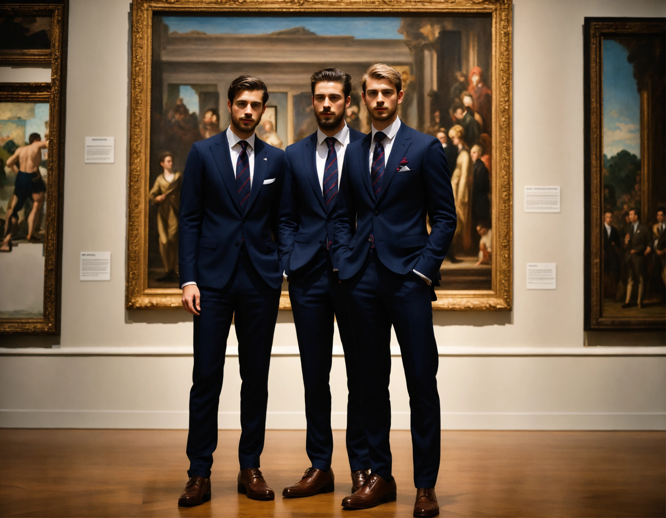 Lexica - Two young British gentlemen in navy pinstripe suit and tie ...