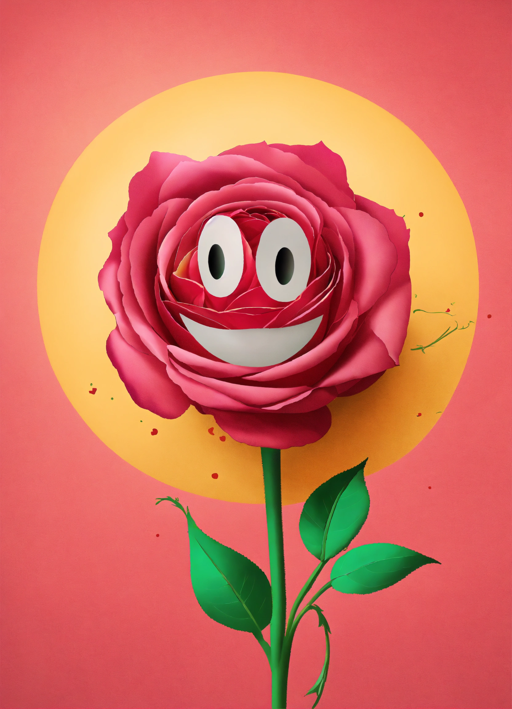 Lexica - A single anthropomorphic rose with a smiley face, two x for ...