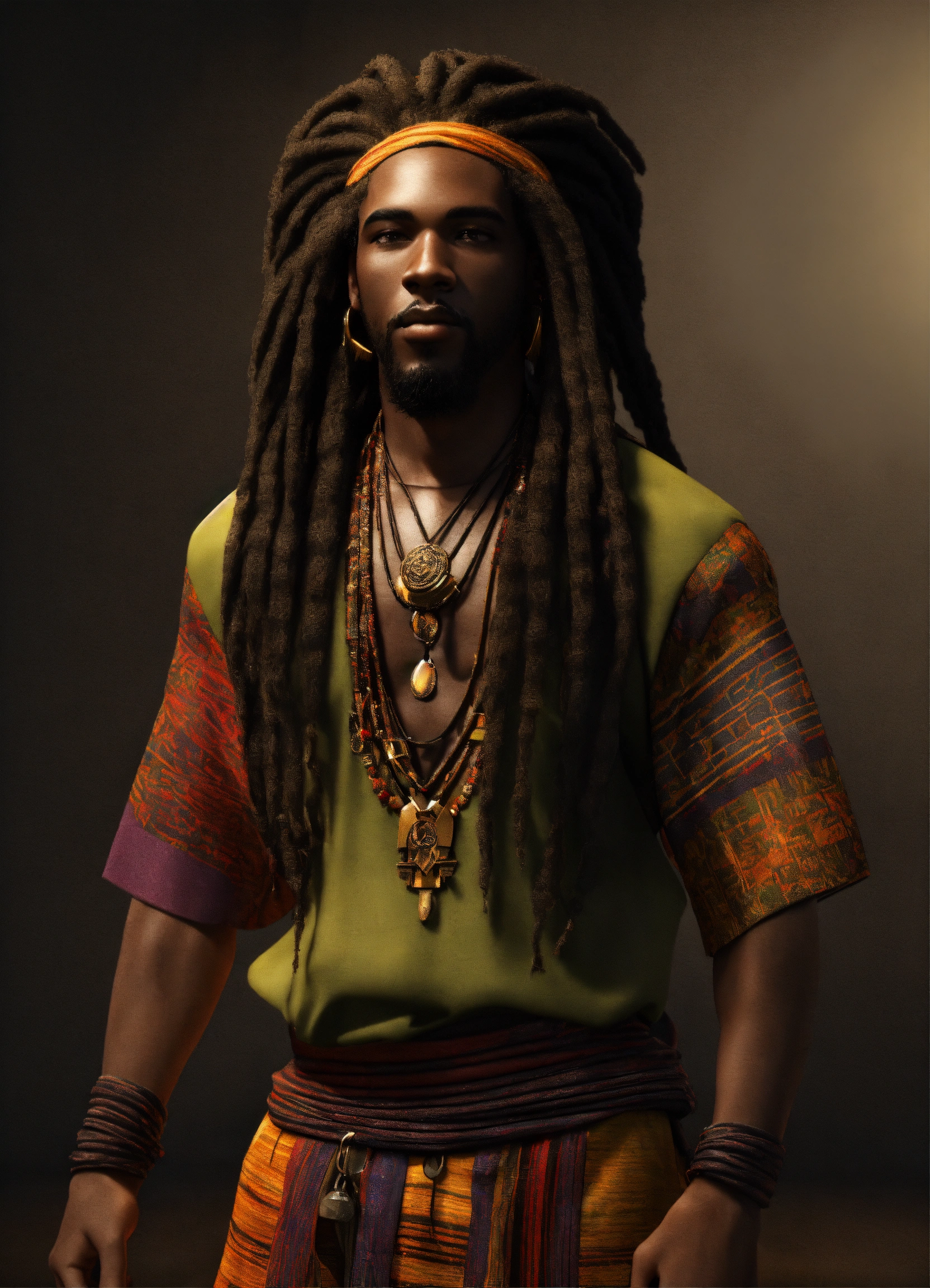 Lexica - 3d render of a Black man with long flowing dreadlocks, 6'5 ...