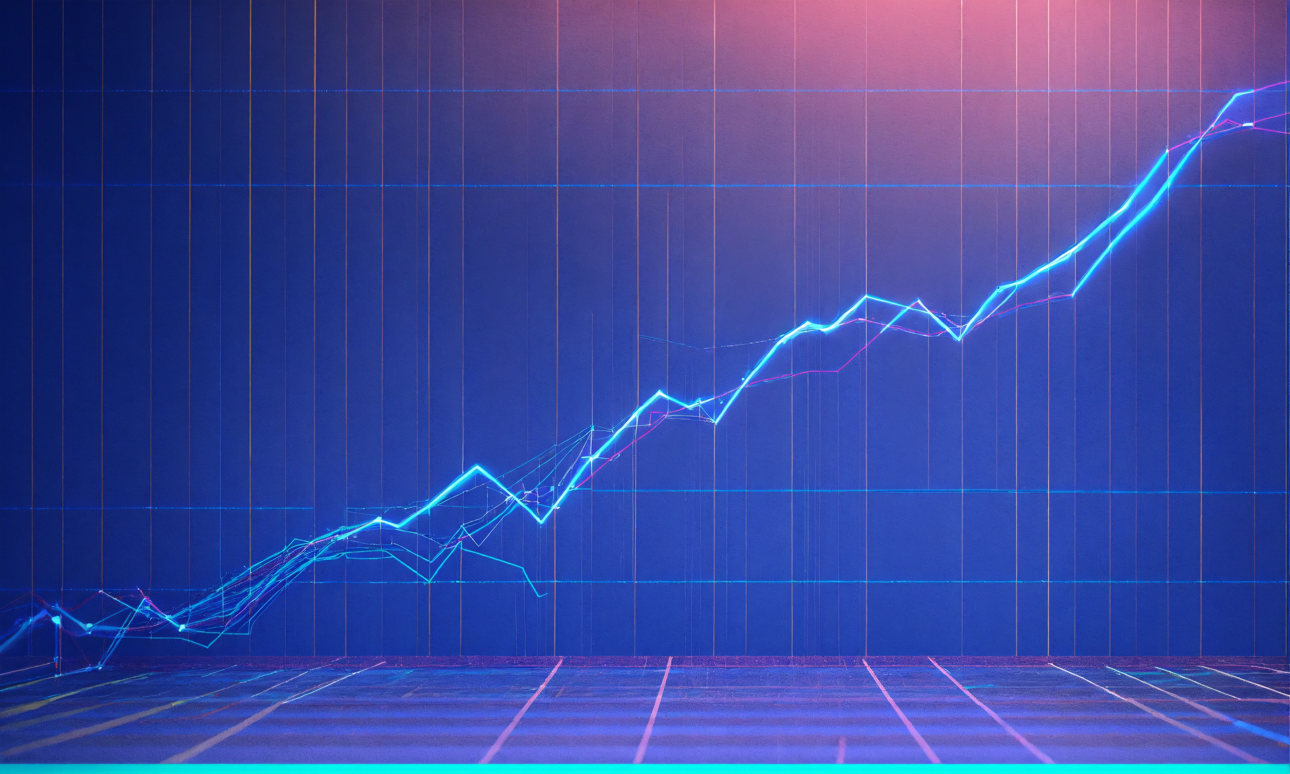 Lexica - Blue line chart going up 3d, blue background