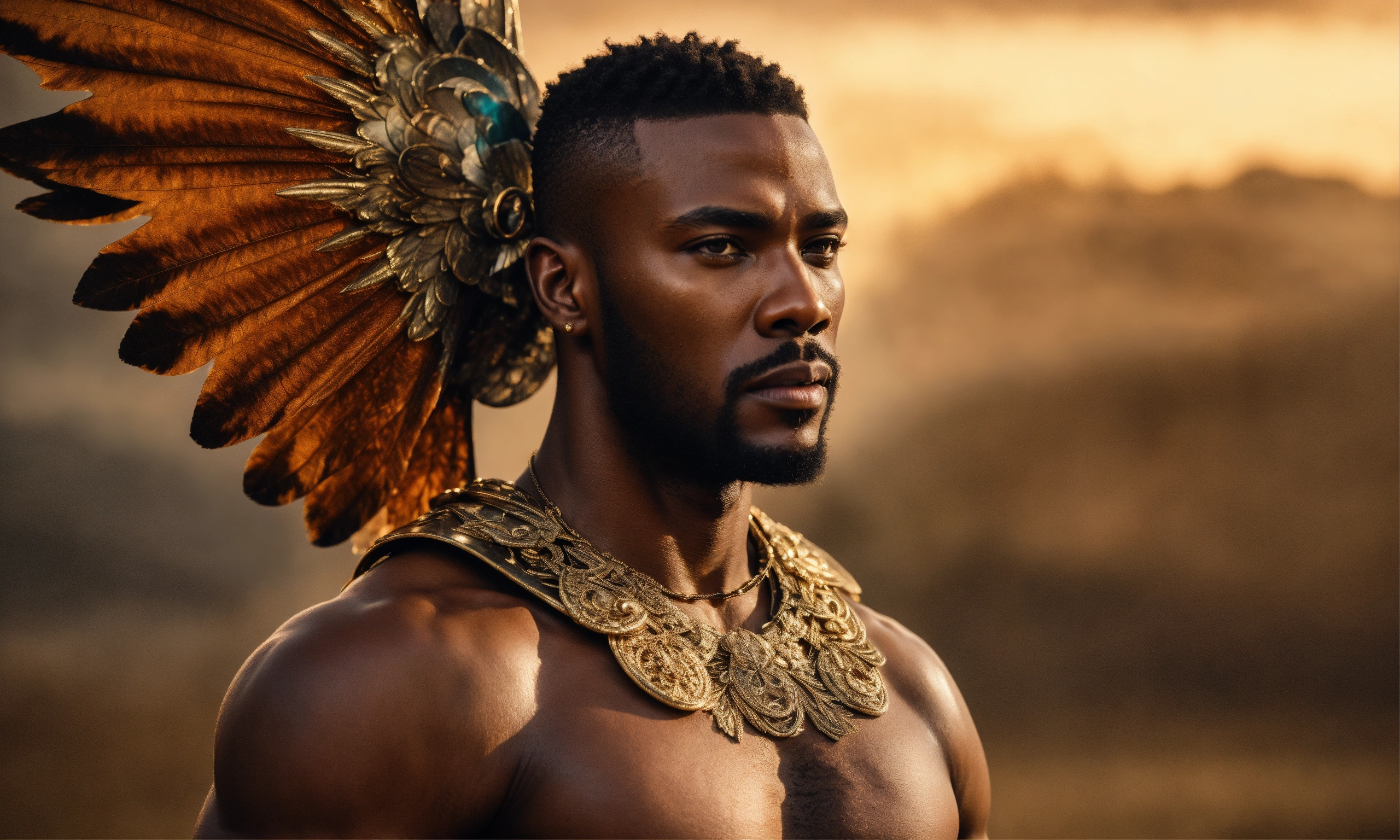 Lexica - Portrait of a stunningly handsome african male fairy in armor ...