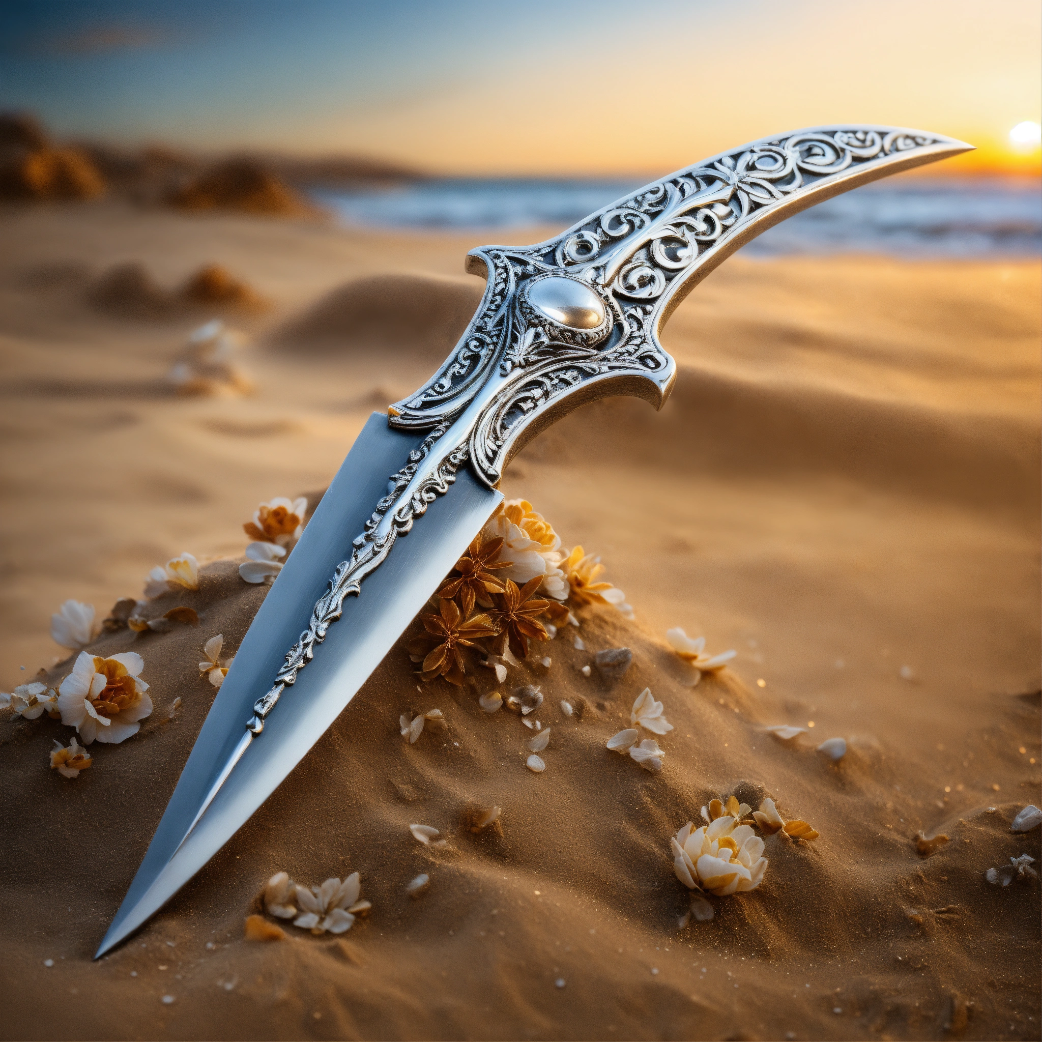 Lexica - 8k, picture of a narrow and delicate wavy curved dagger made ...
