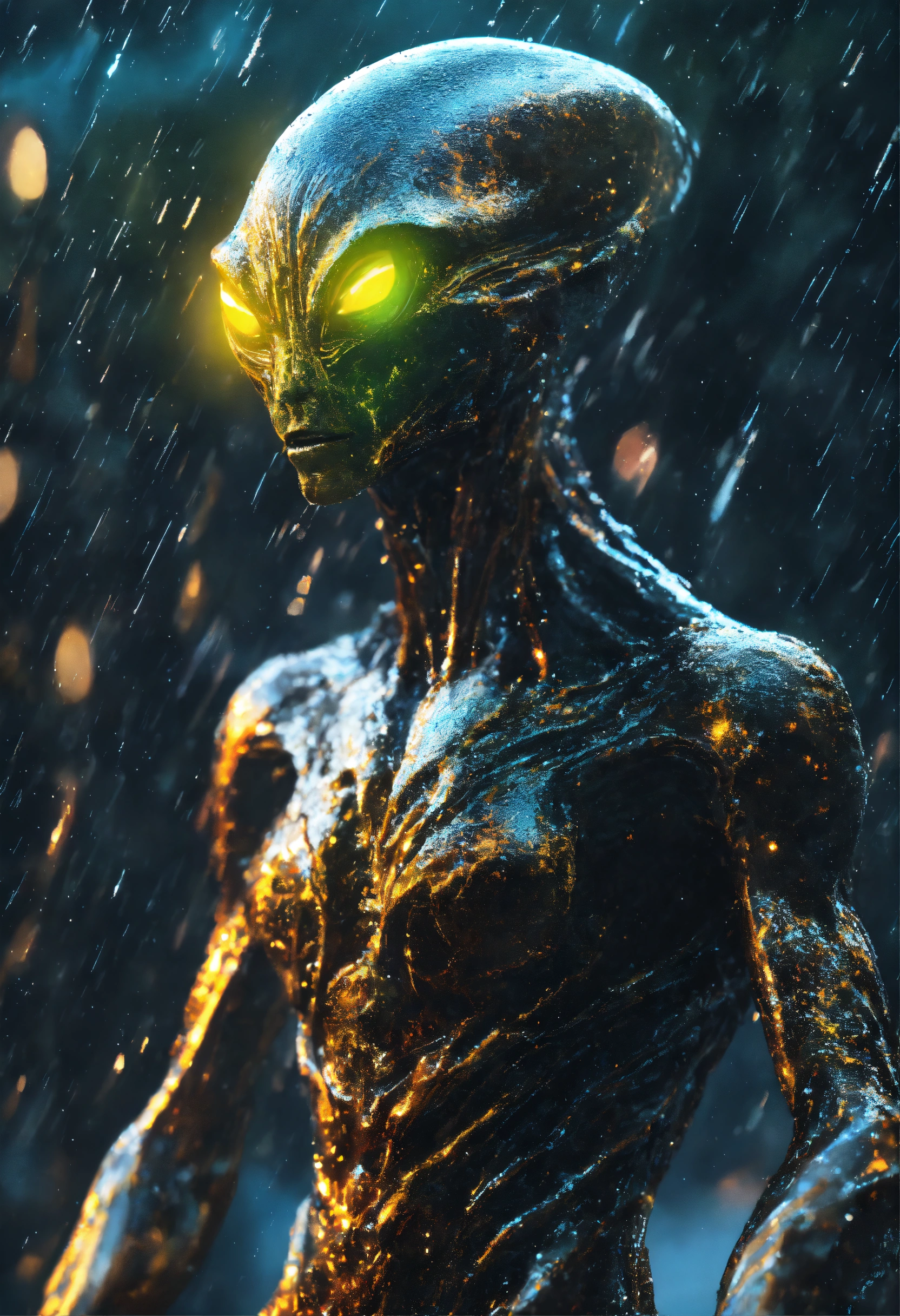 Lexica - An menacing alien with glowing eyes filled with swirling ...