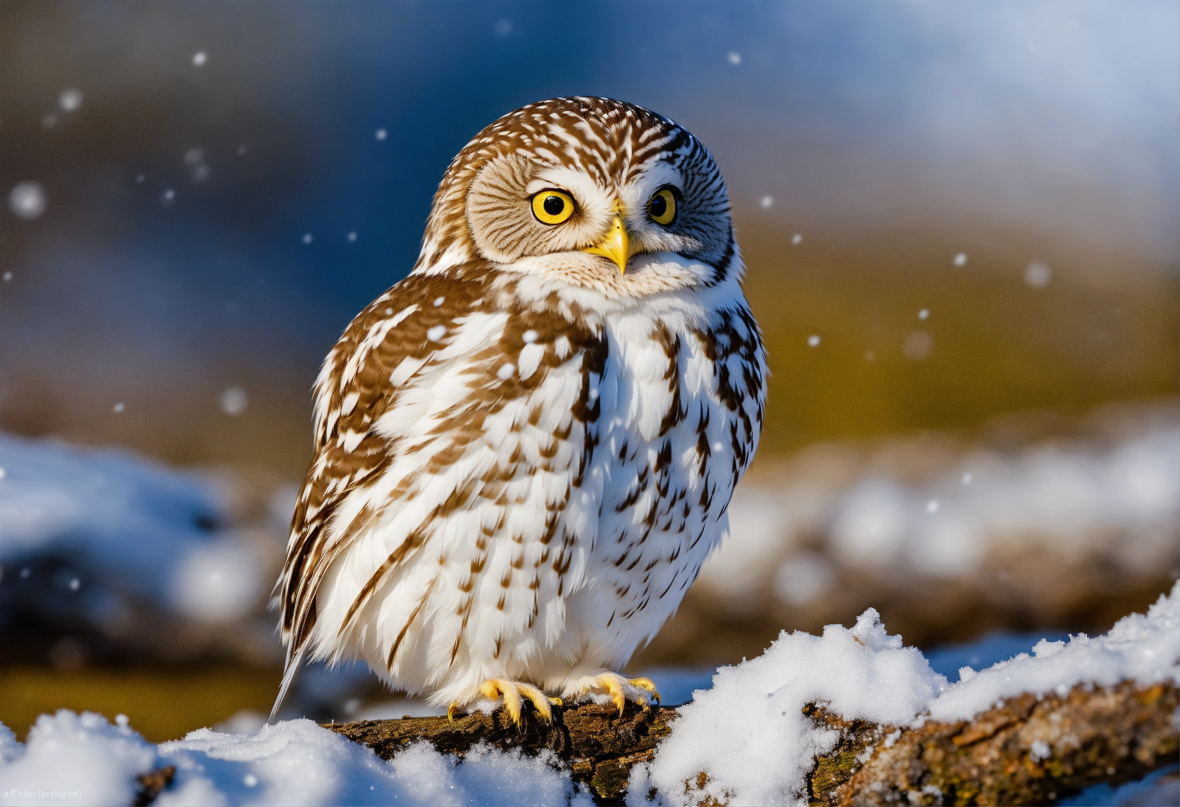 Lexica - Cute white Northern Pygmy Owl in snow