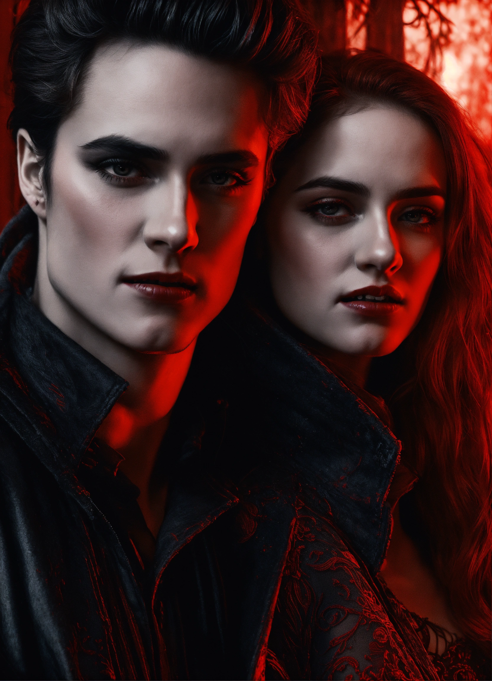 Lexica - Photorealistic, blackandwhite, bella and edward, vampire, like ...