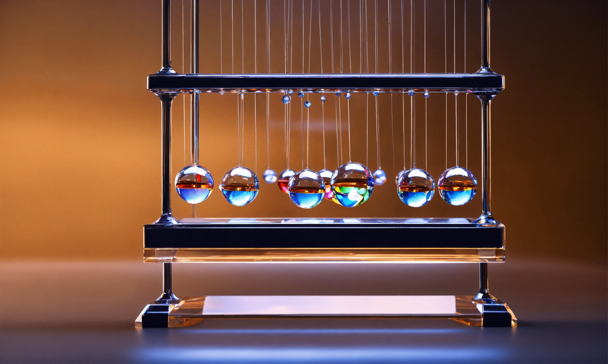 Lexica - Newtons cradle, five crystal clear transparent bouncing balls ...