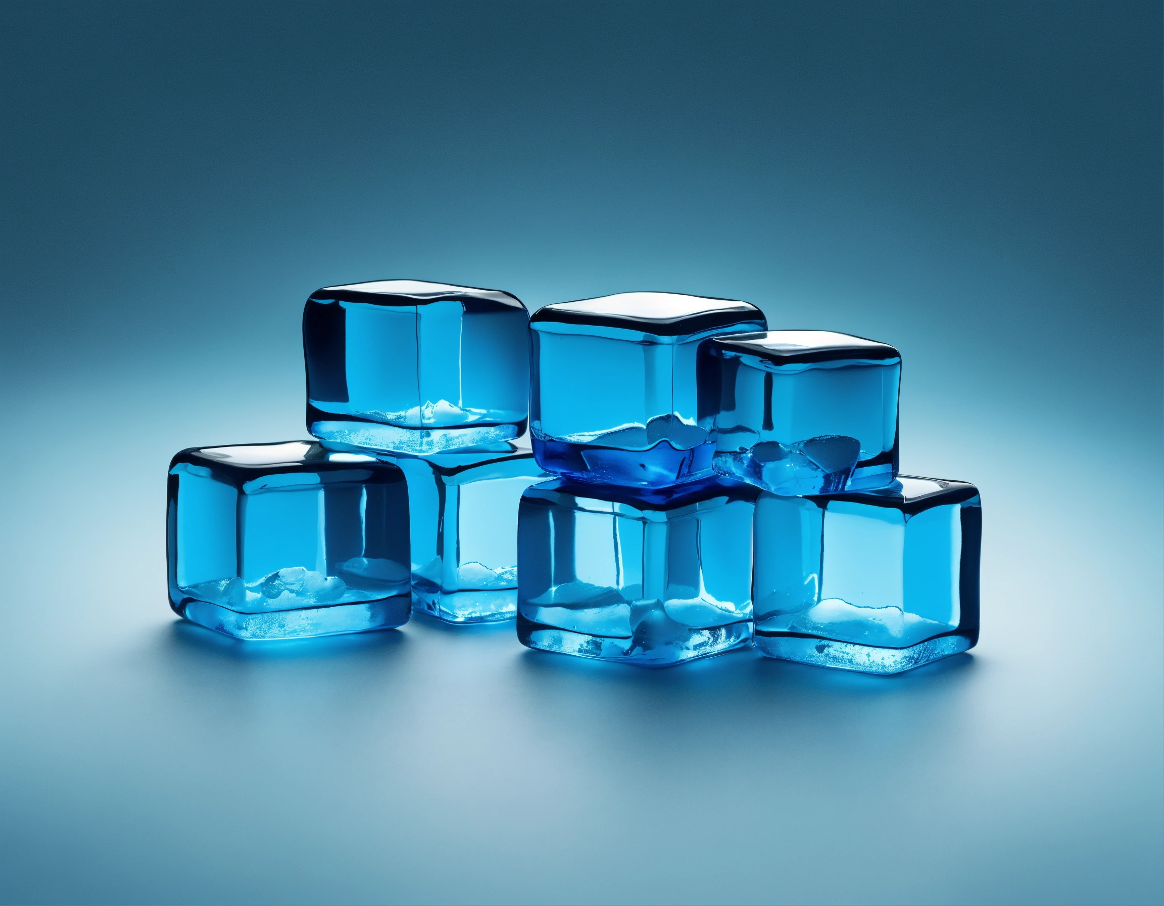 Lexica - A few stacked, cartoon bright blue ice cubes, simple ...