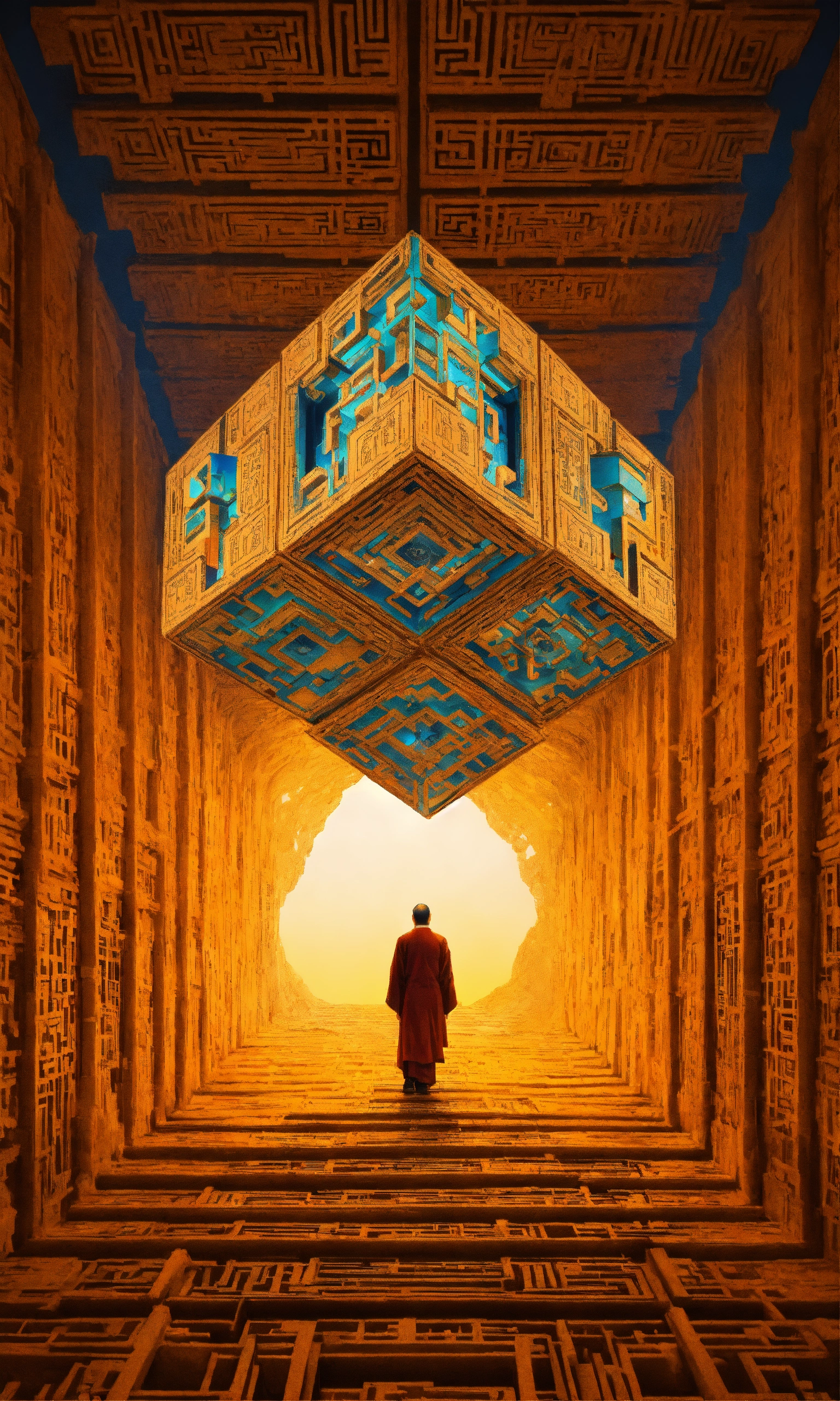 Lexica - Taoist monk tesseract body fractal three point perspective ...