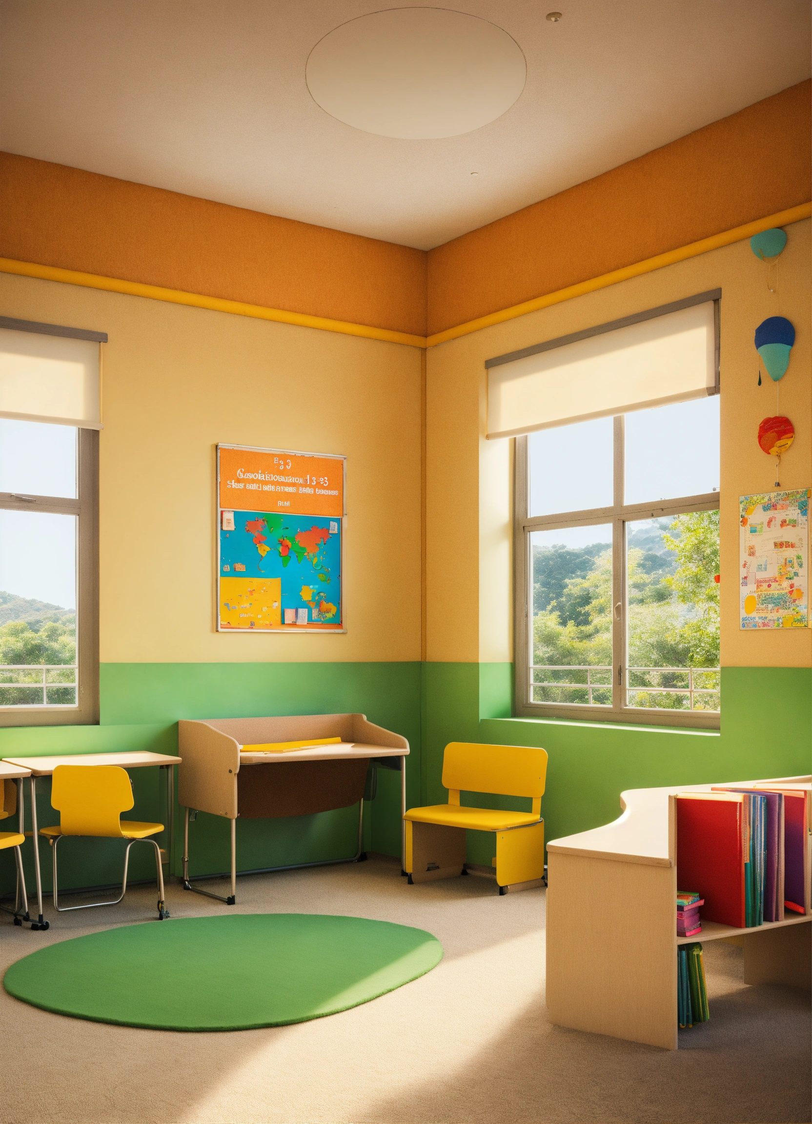 Lexica - Classroom interior for grade 3 with reading corner and carpet