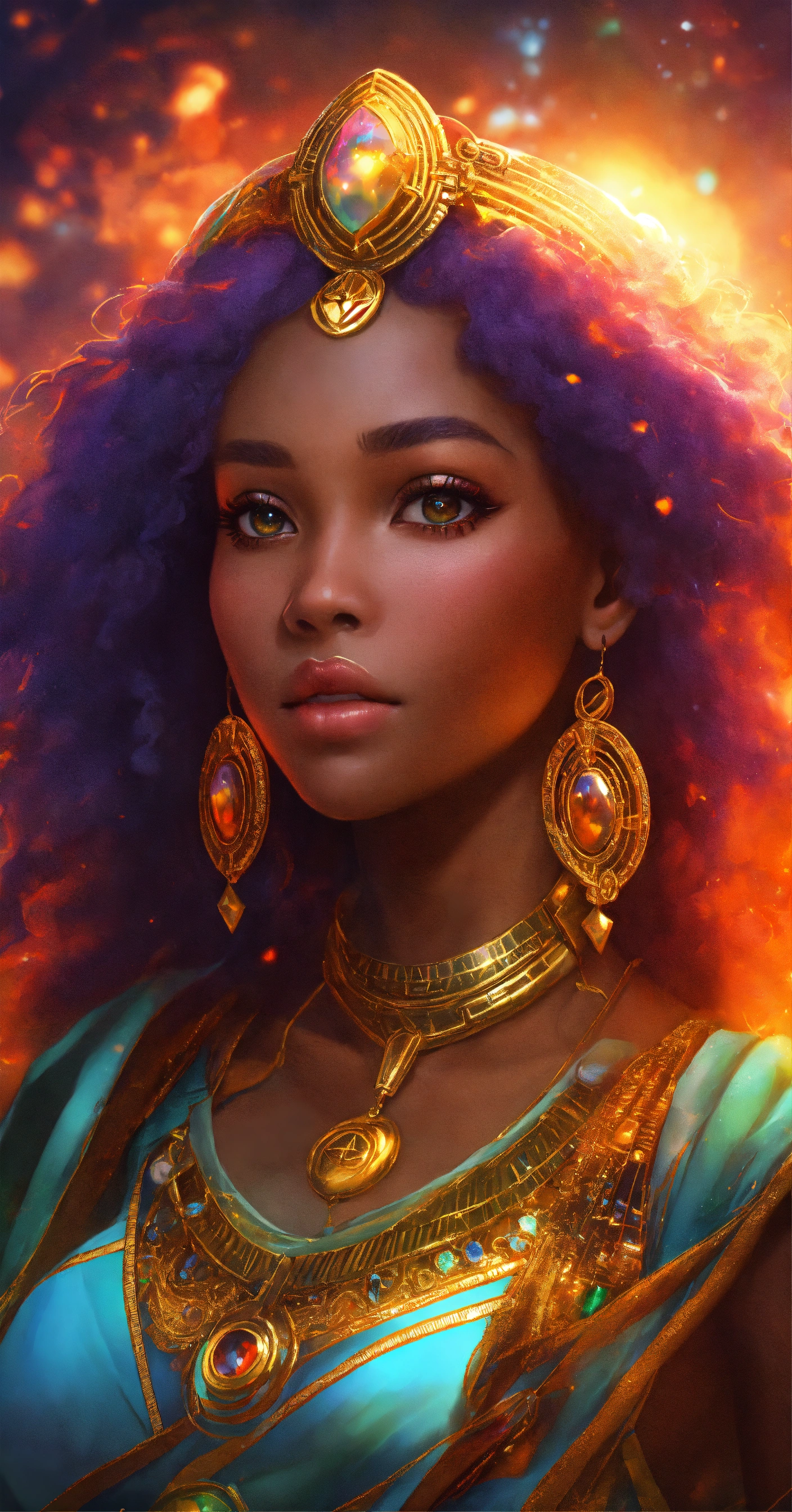 Lexica - Cute waifu, enigmatic African deity, afro-futurism, big amber ...
