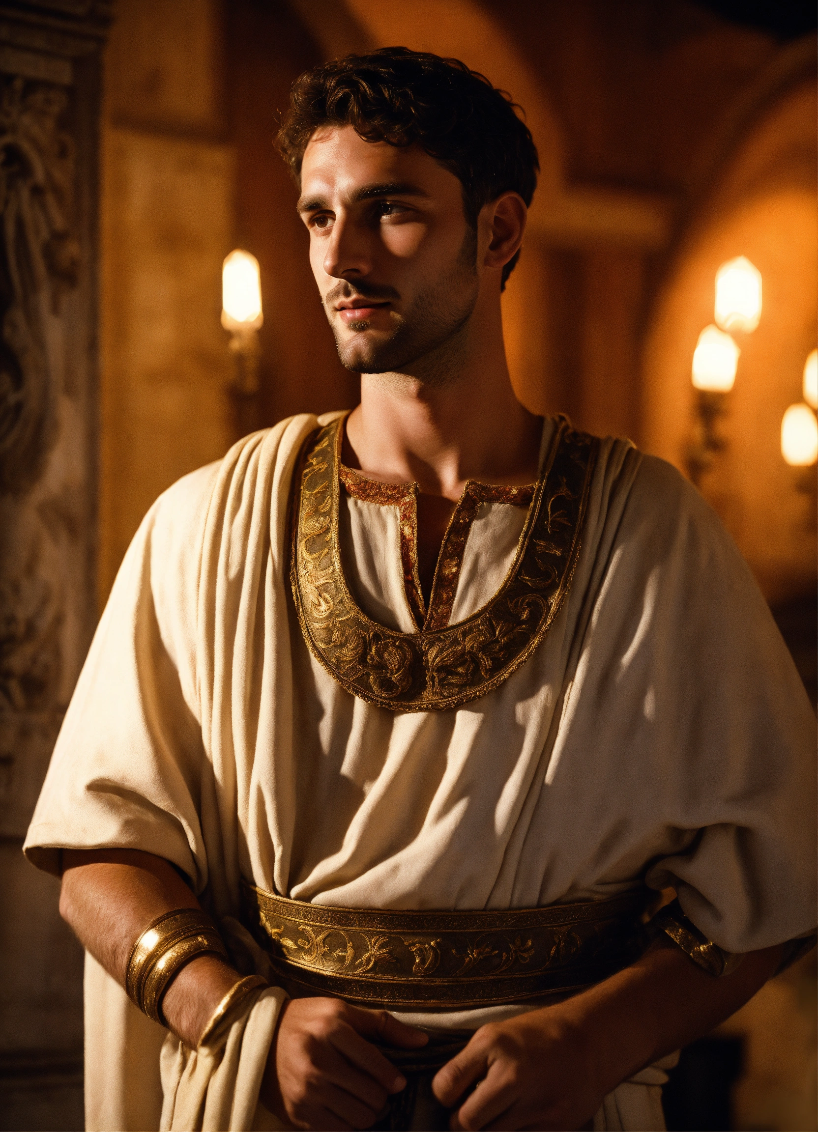Lexica - A young rich noble handsome roman man wearing roman clothes ...