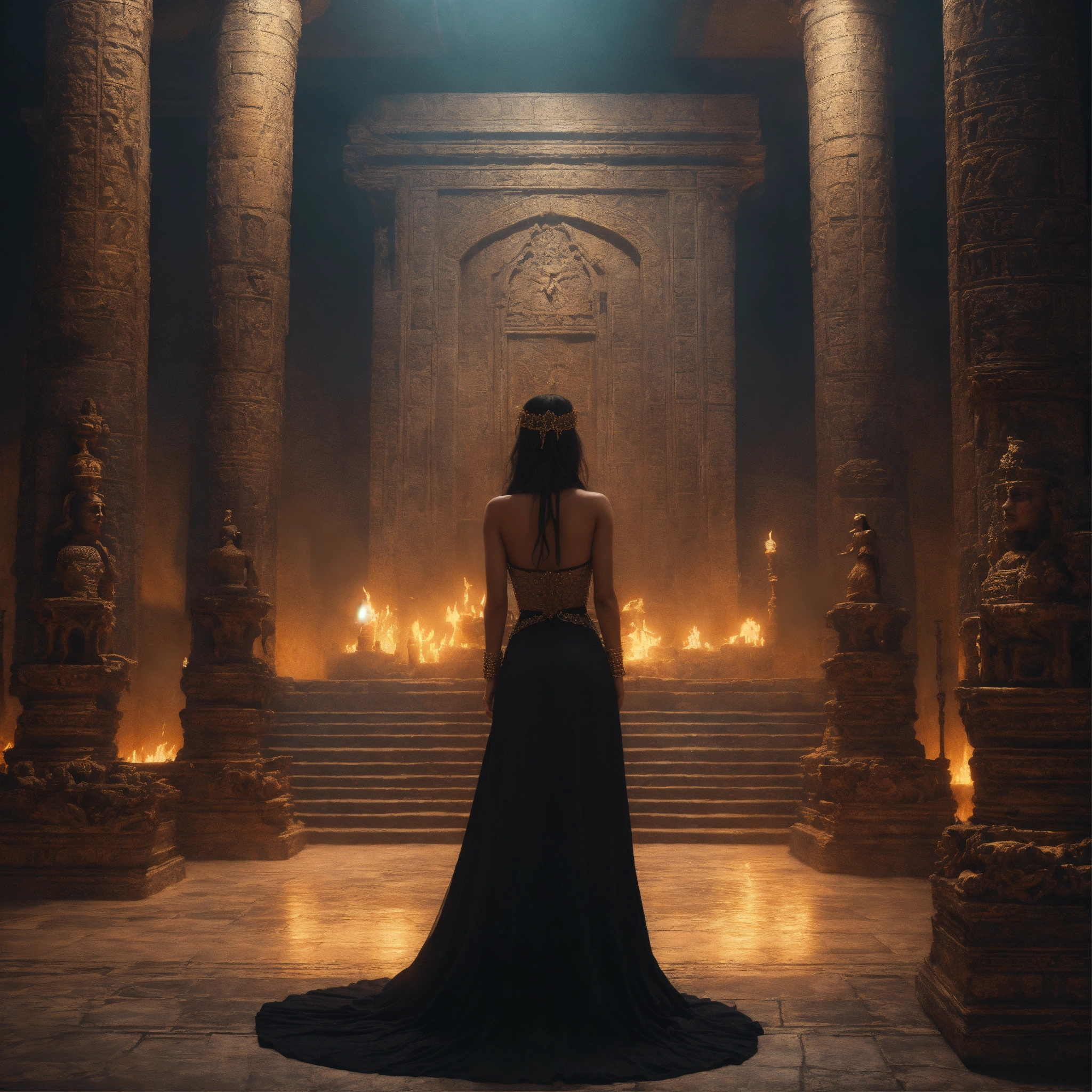 Lexica - Sumerian goddess Ishtar goes to the underworld, background is ...