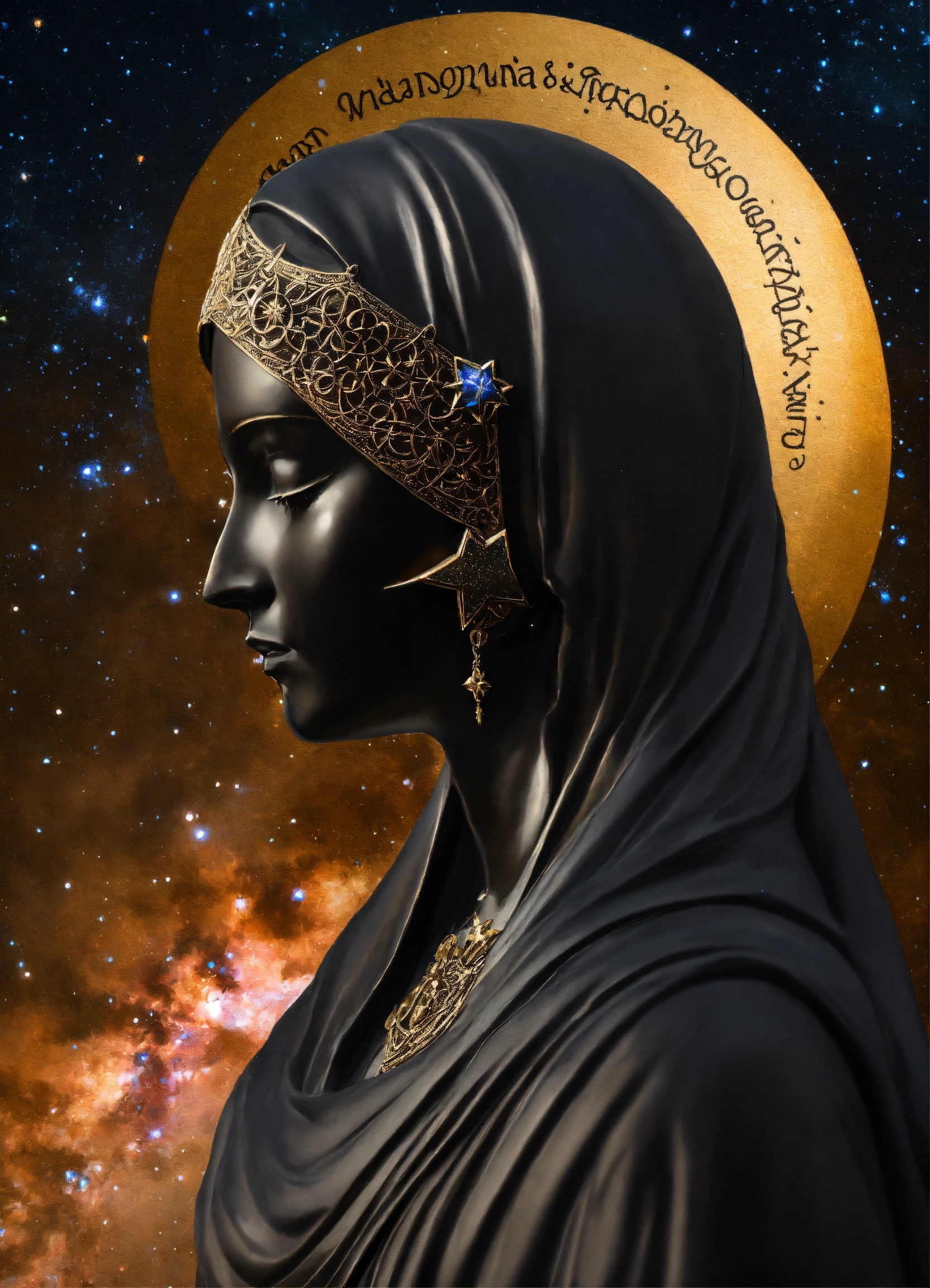 Lexica - Black statue of Madonna, Virgin mary, with crescent moon and ...