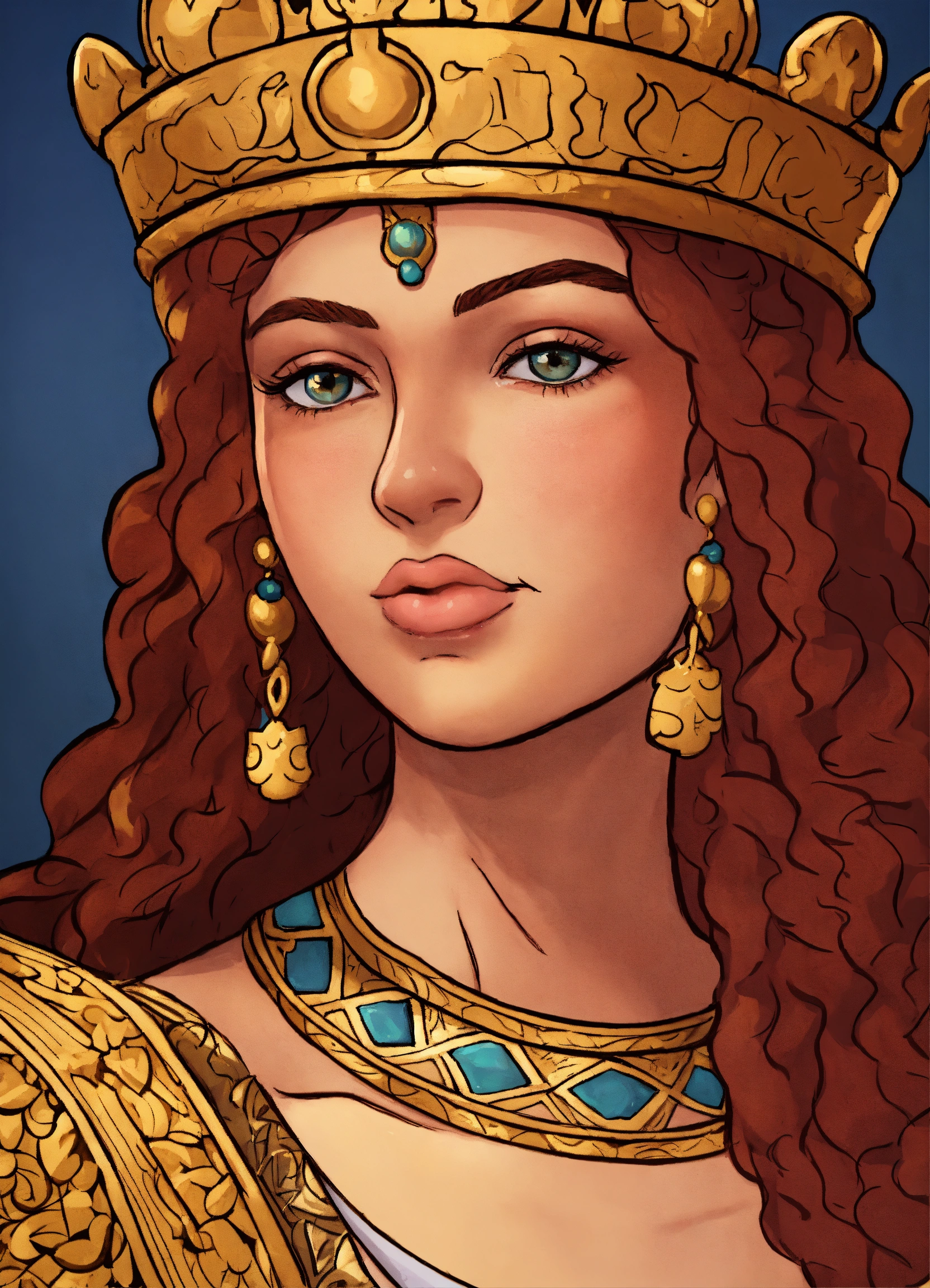 Lexica - Queen Bathsheba from the bible, 2d cartoon, face closeup