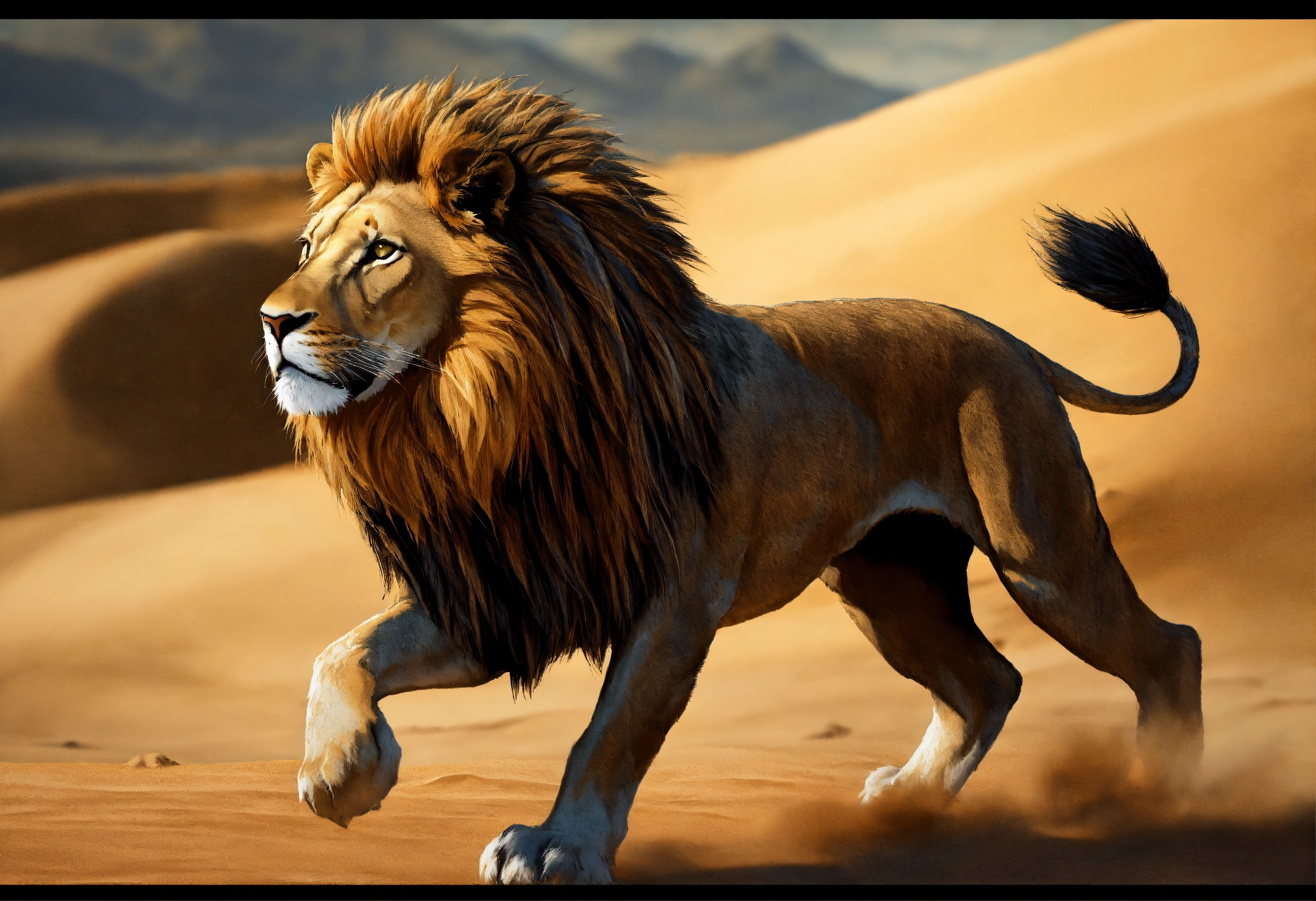 Lexica - Lion ronin. Desert sands. Hyper realistic.