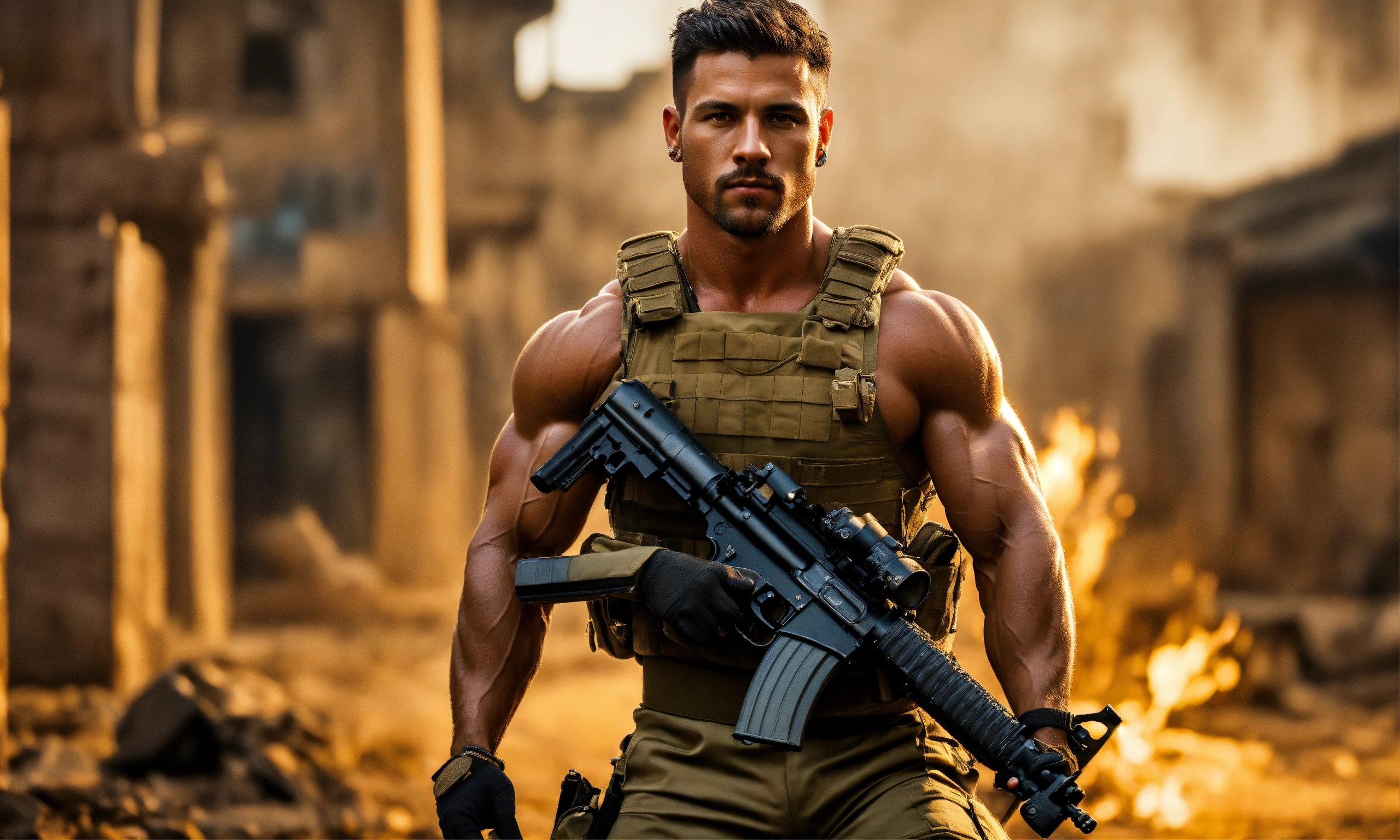 Lexica - Portrait of a stunningly beautiful commando in military armor ...