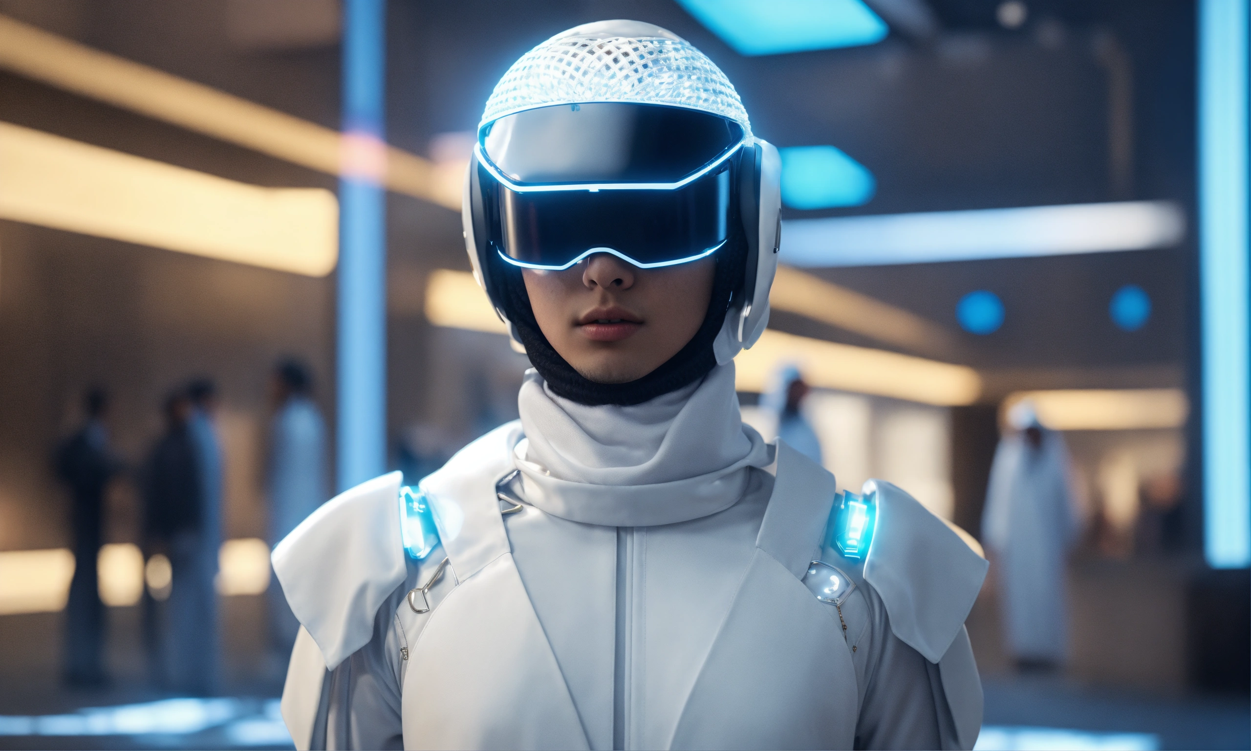 Lexica - Saudi youth, future, metaverse head gear, modern, 3D ...