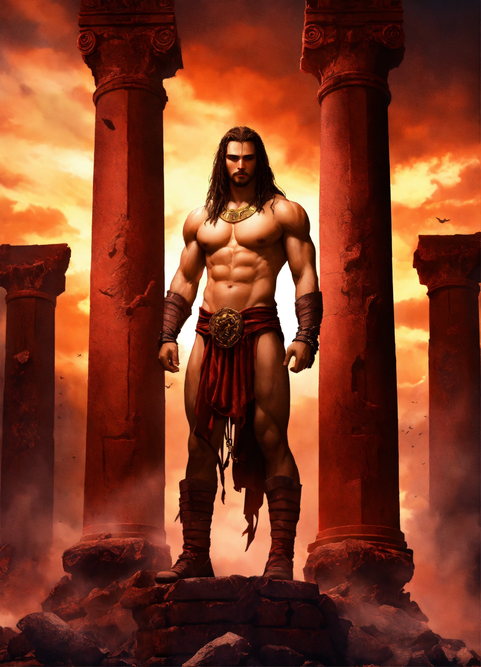 Lexica - Bound strong muscular huge male Sphinx-god prisoner, captive ...