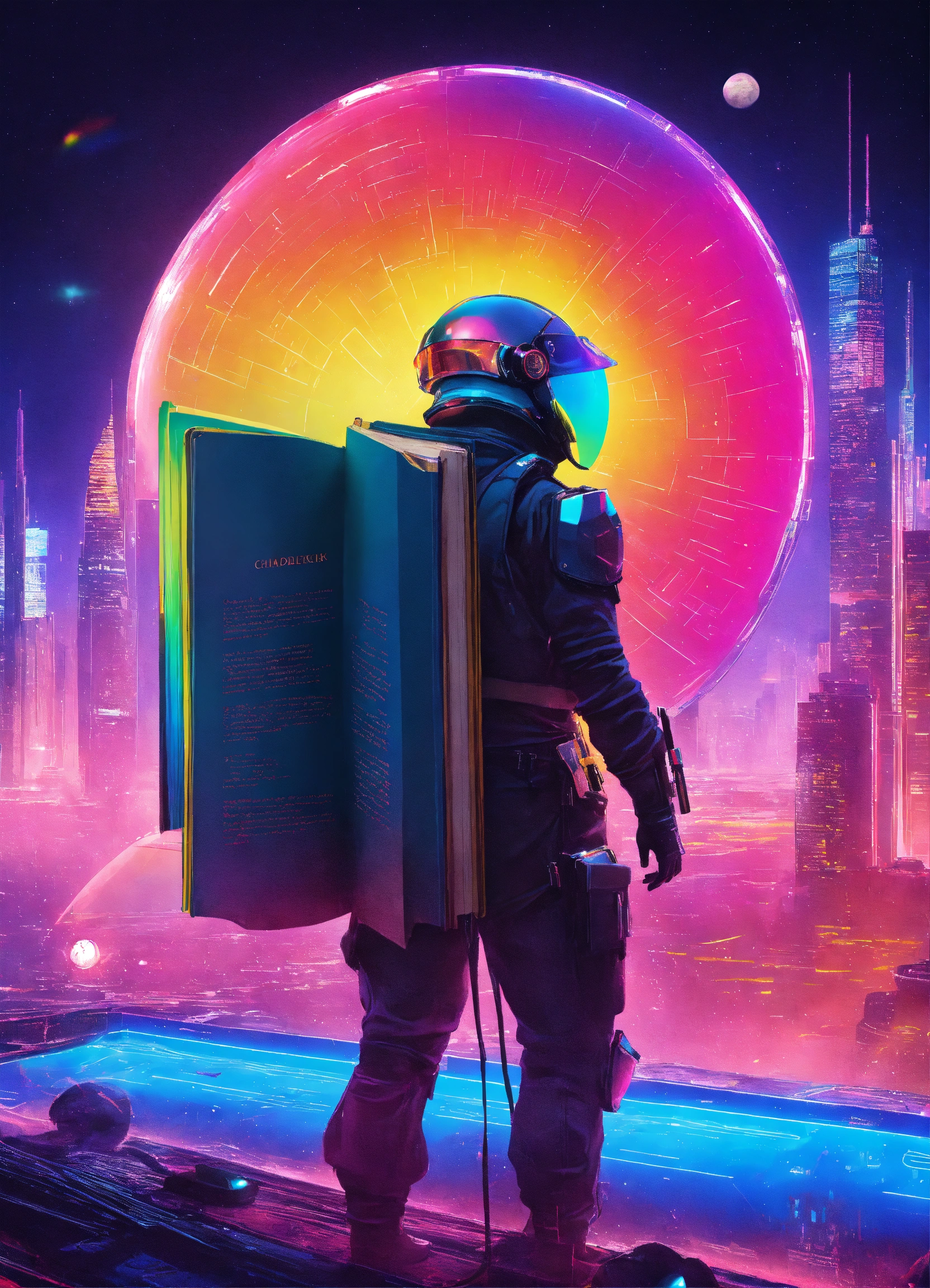 Lexica - Design a captivating book cover in a futurepunk style that ...