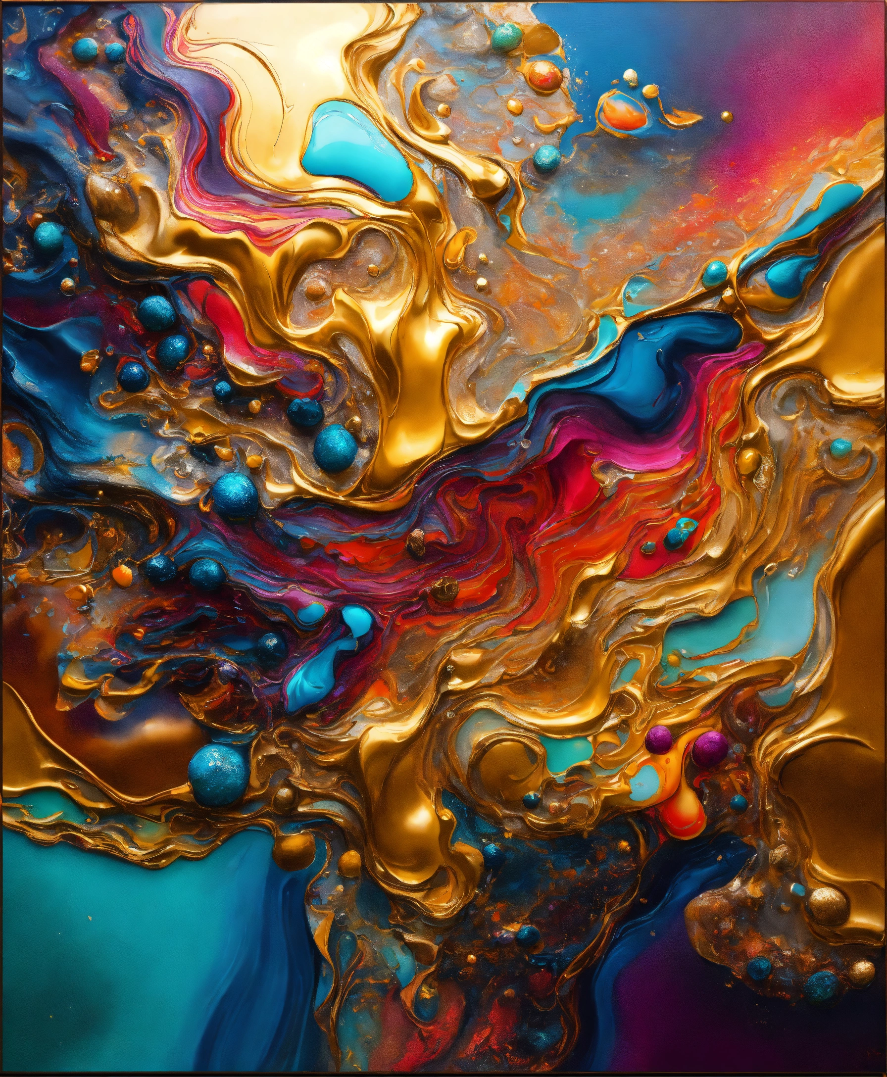 Lexica - Colorful abstract painting oil and water complex complicated ...