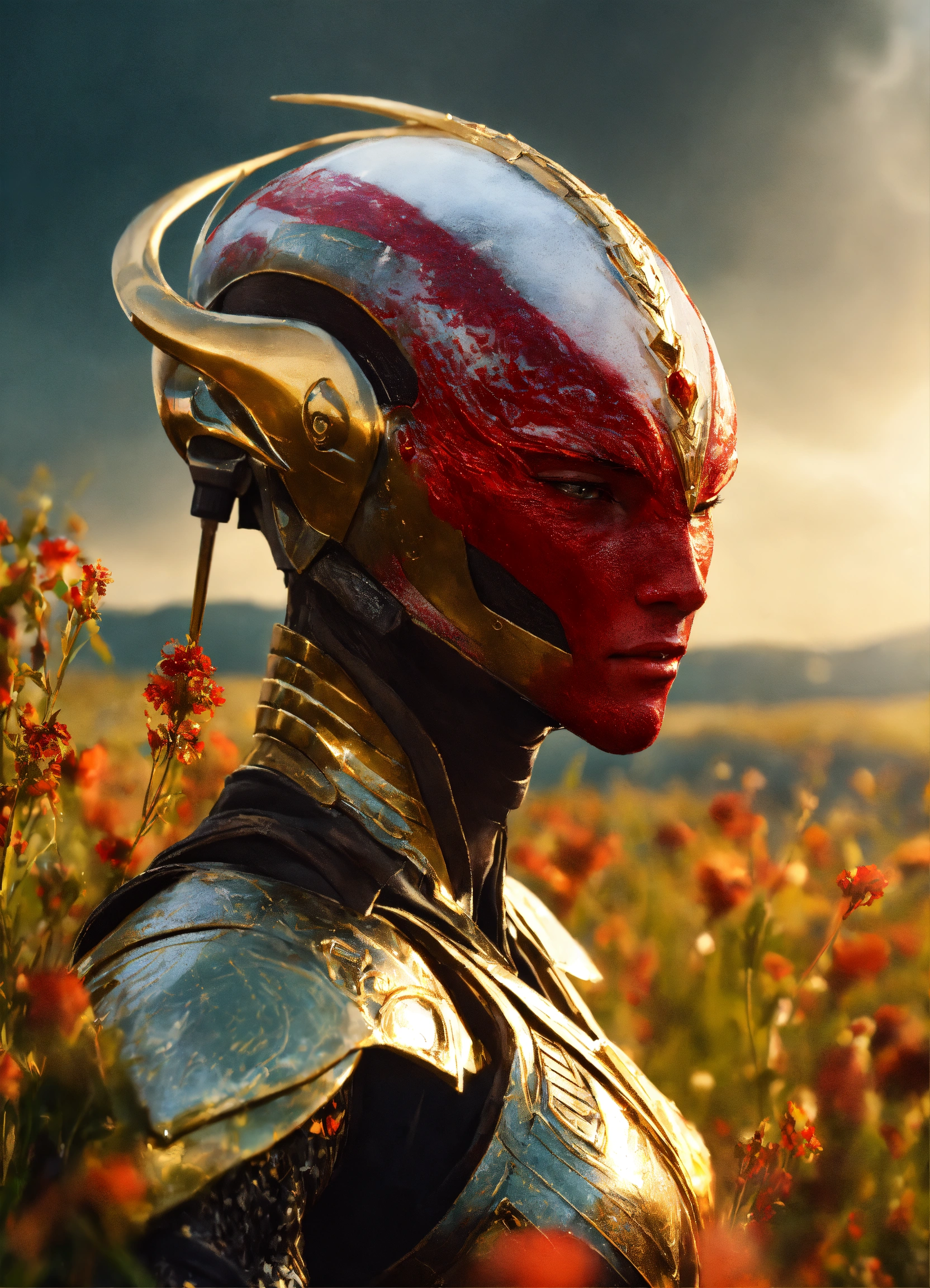 Lexica - Handsome human-looking alien male. With spotted red skin ...