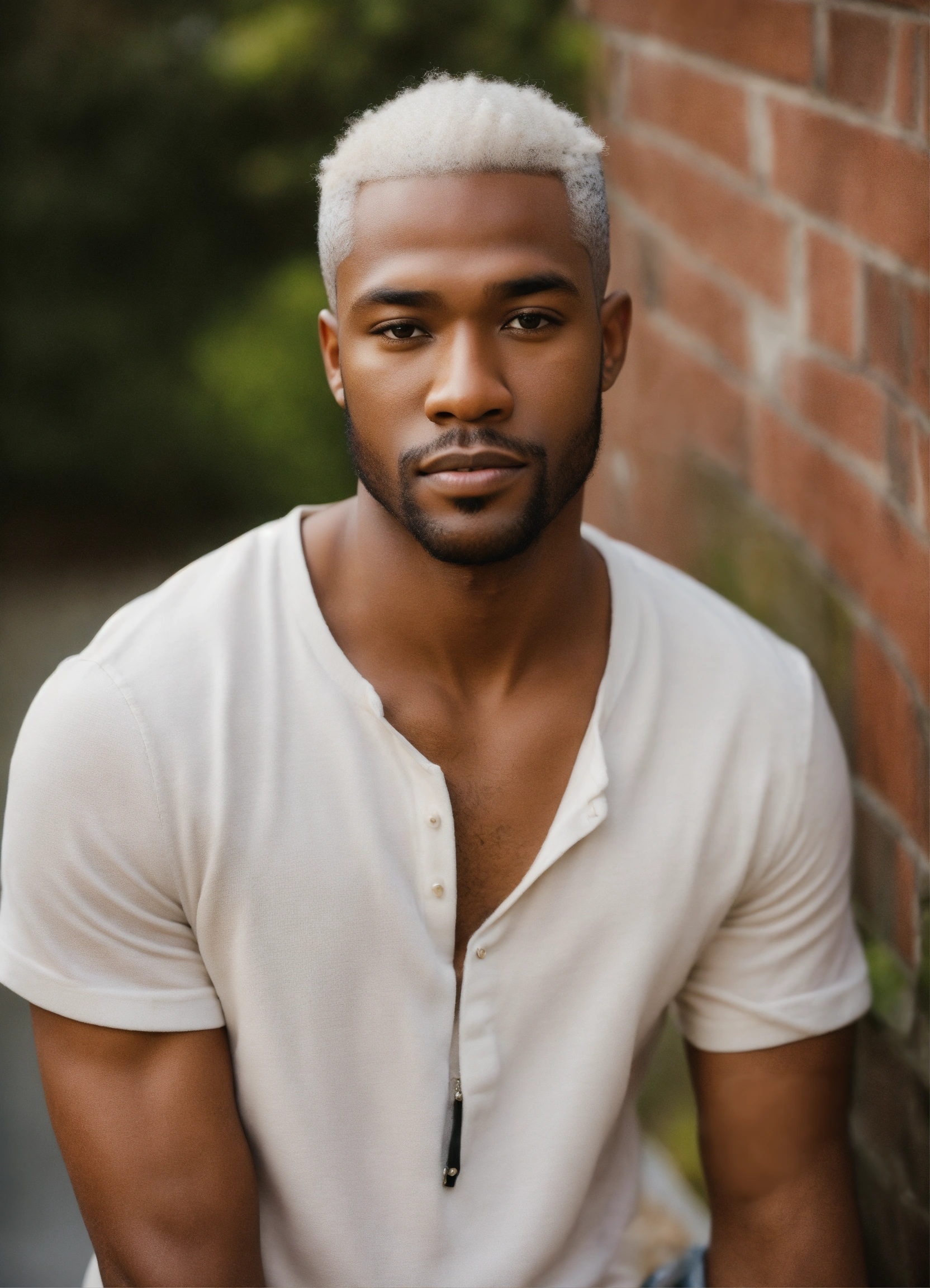 Lexica - Black man, caramel skin, white hair