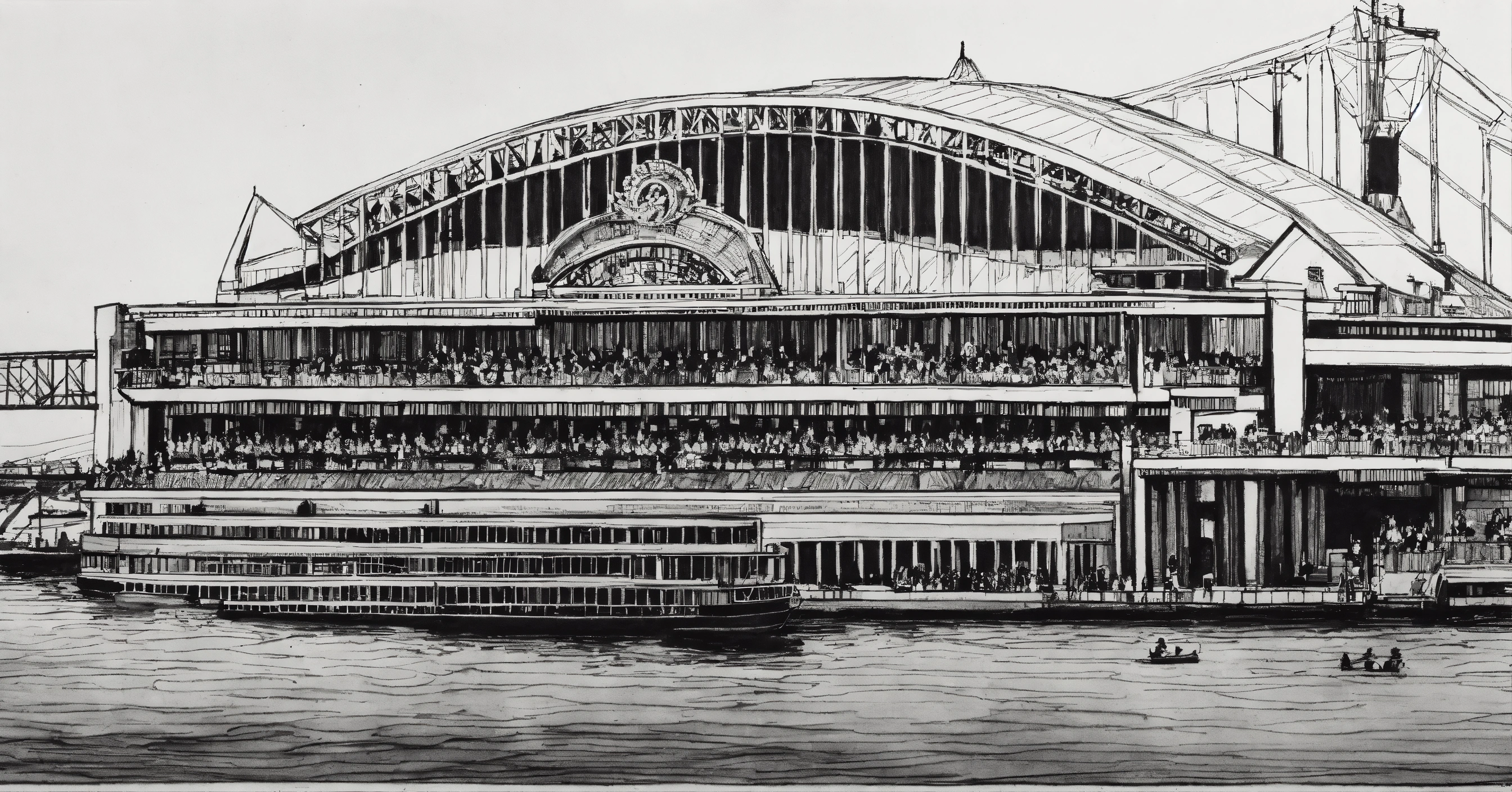 Lexica - Pen and ink drawing opera sydney australia