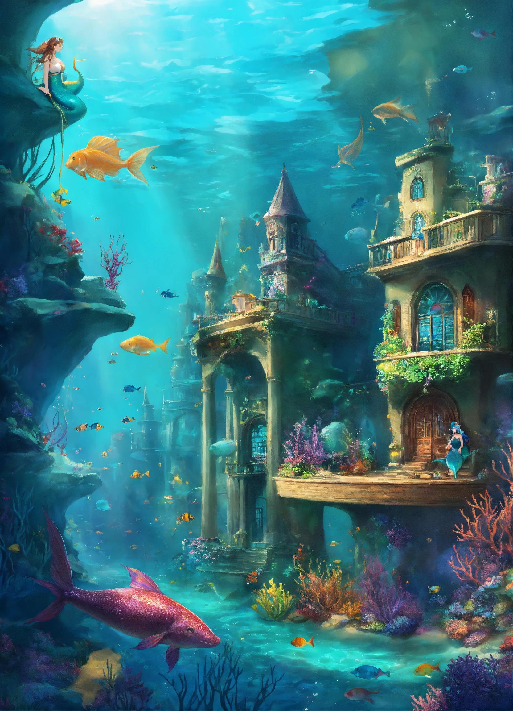 Lexica - Mermaid world with pretty mermaids and living in an underwater ...